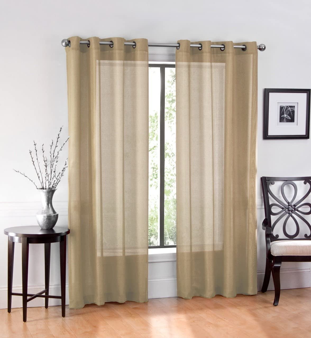 Ruthy's Textile 2 Piece Sheer Curtain Grommet Panels, 54" X 84", Energy ...