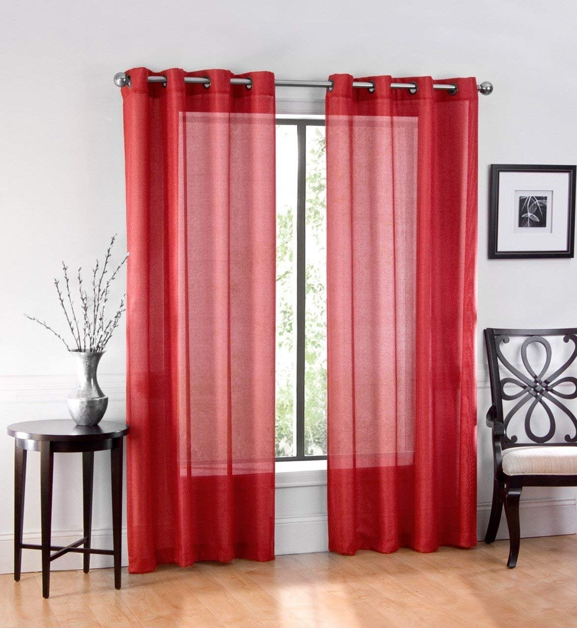 Ruthy's Textile 2 Piece Window Sheer Curtains Grommet Panels 54" X 84 ...