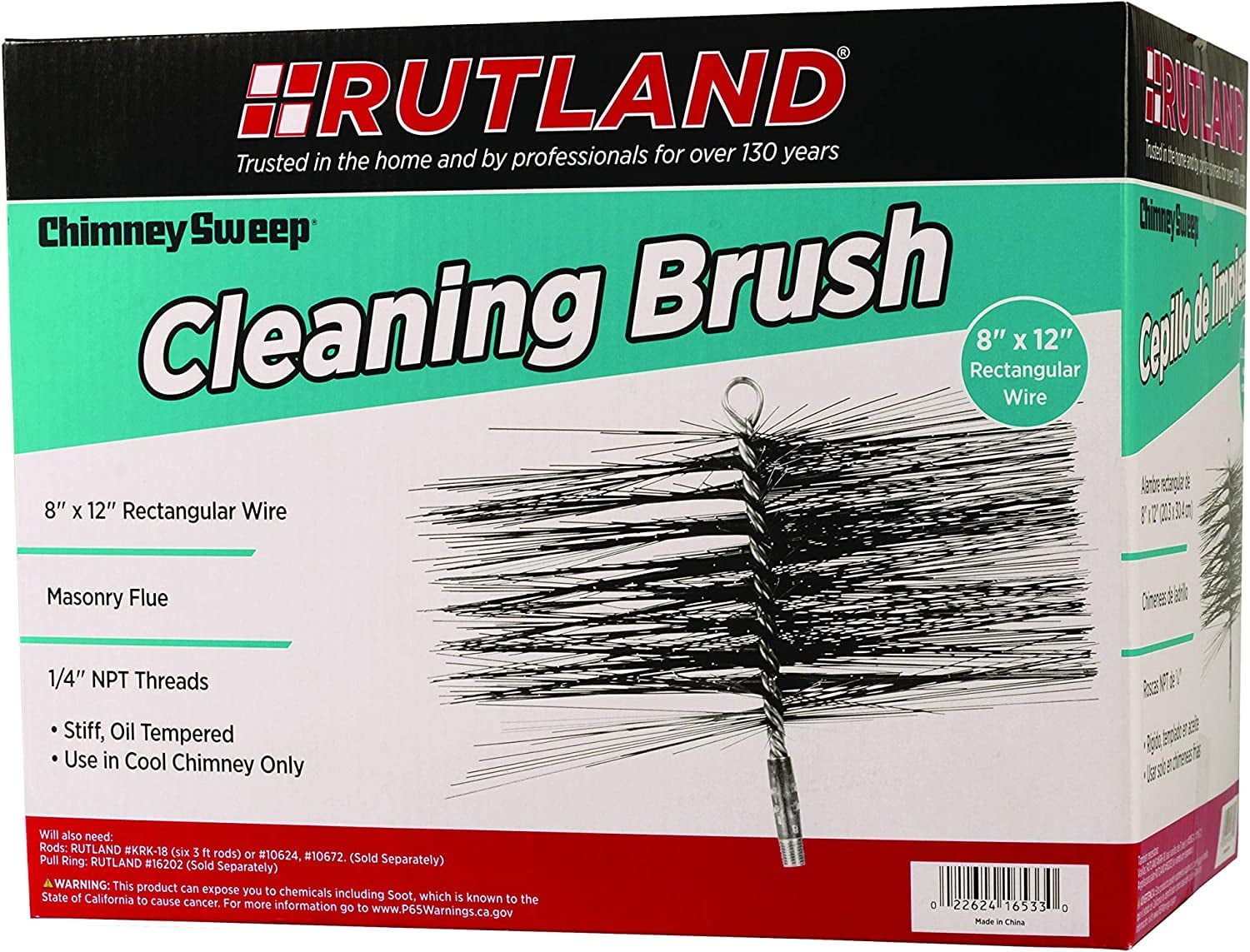 Rutland 12" X 8" Rectangular, Wire, 1/4" Pipe Thread Chimney Sweep ...