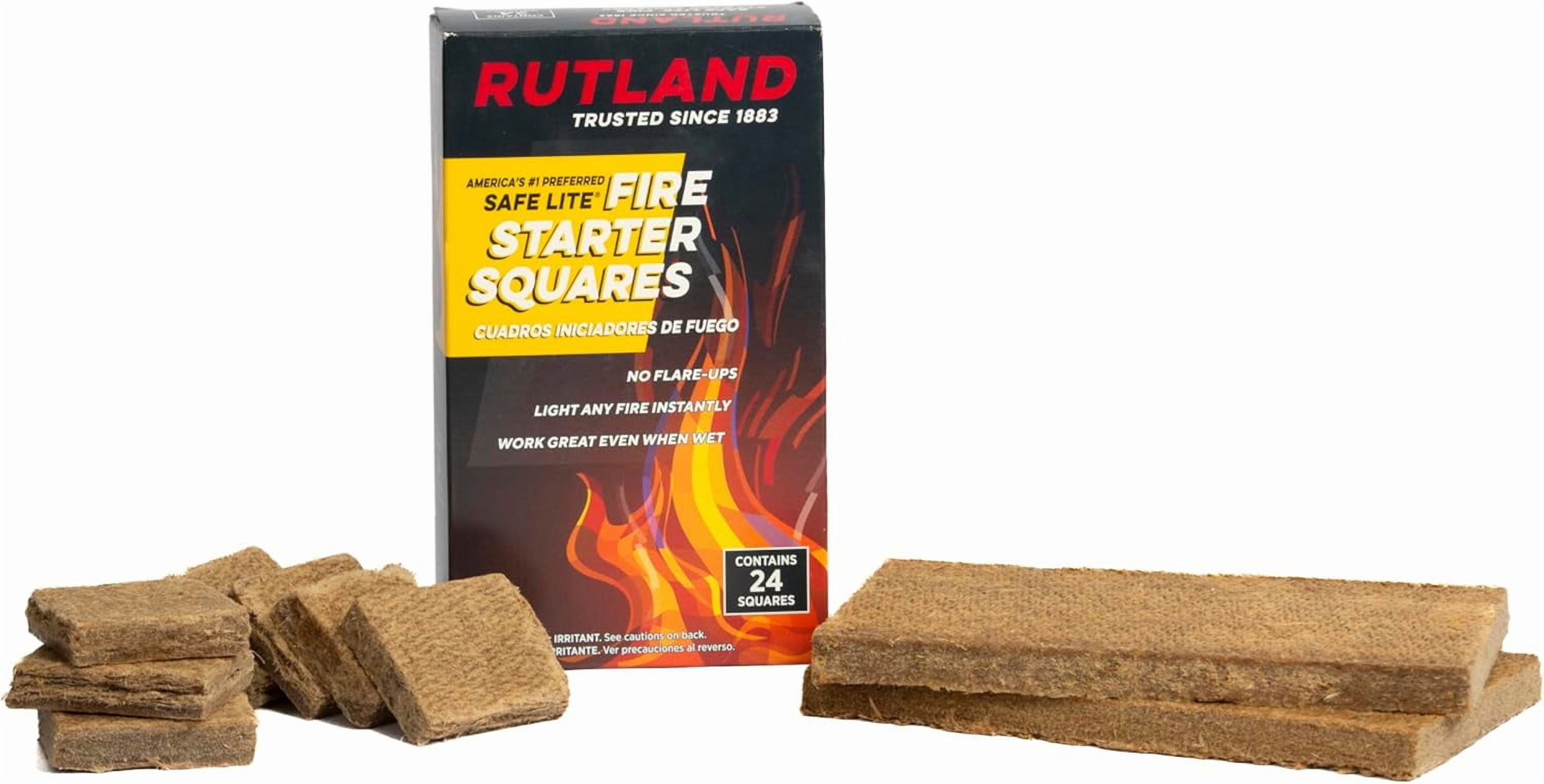 Rutland Safe Lite Fire Starter Squares - Heavy Charcoal Starters for ...