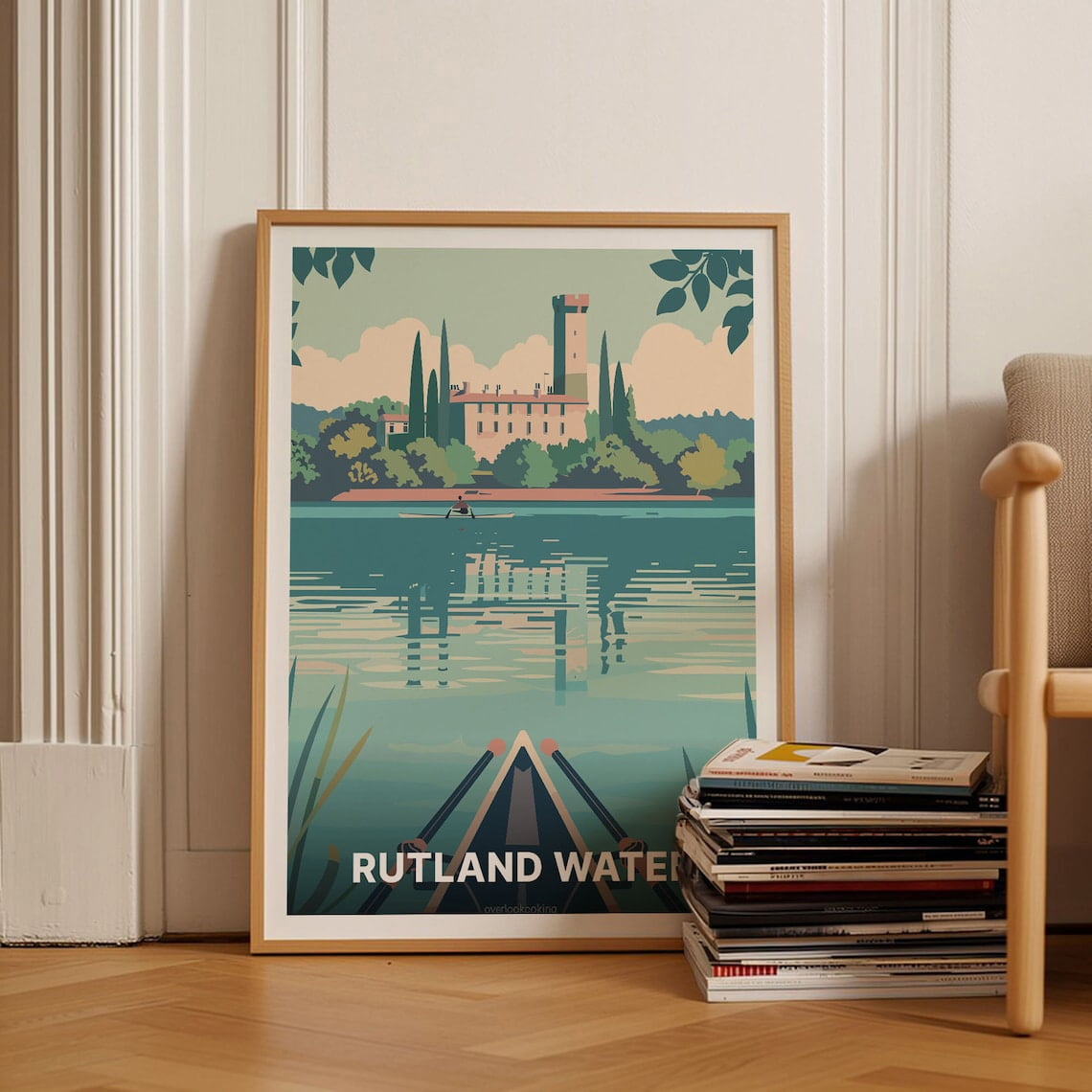 Rutland Water Travel Poster, Normanton Church & Oakham Castle Art ...