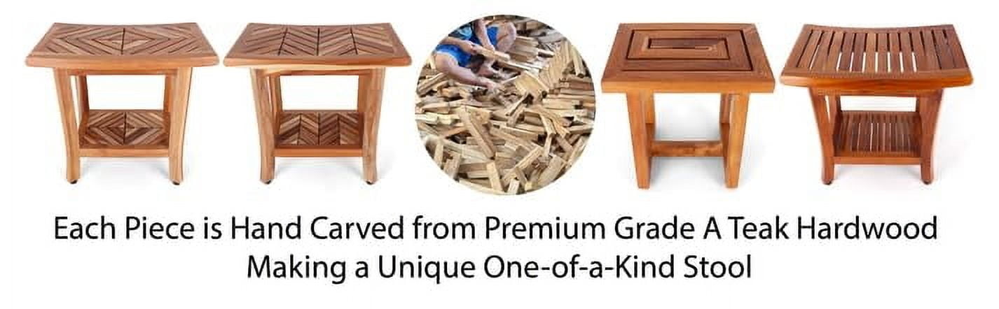 Rutledge & King Java Teak Root Stool - Wooden Stool - Teak Boho Side Table - Teak Accent Table ...