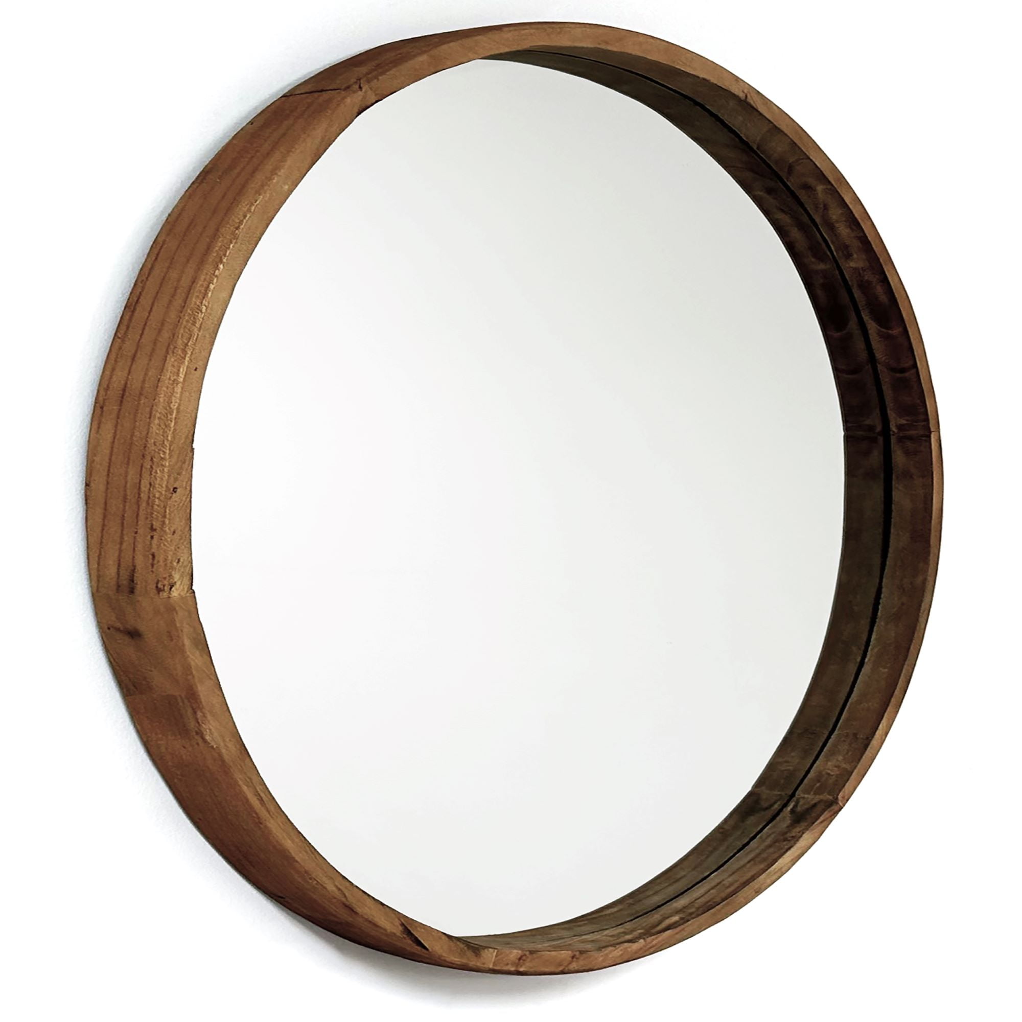 Rutledge & King Midwood Wooden Mirror - Rustic Round Wall Mirror - X ...