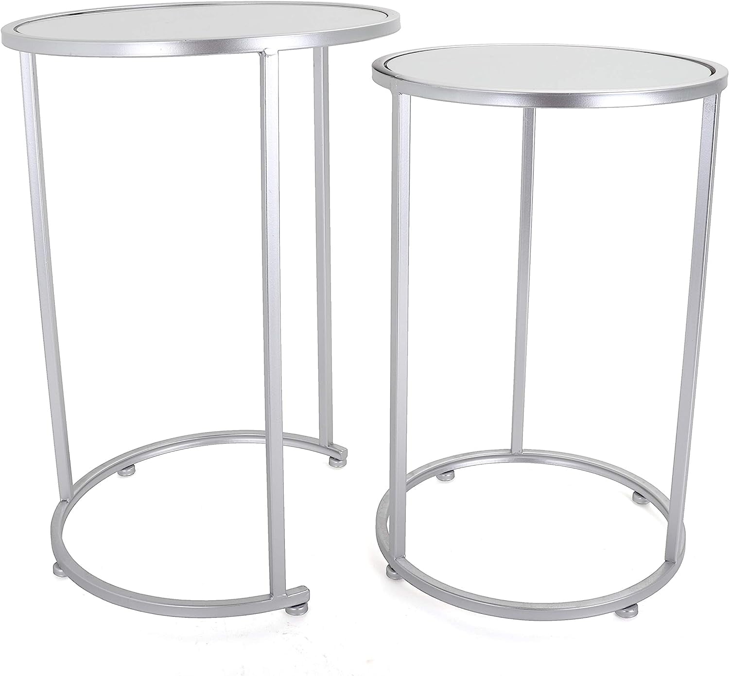 Rutledge & King Round End Table Set - Silver End Tables with Mirrored ...