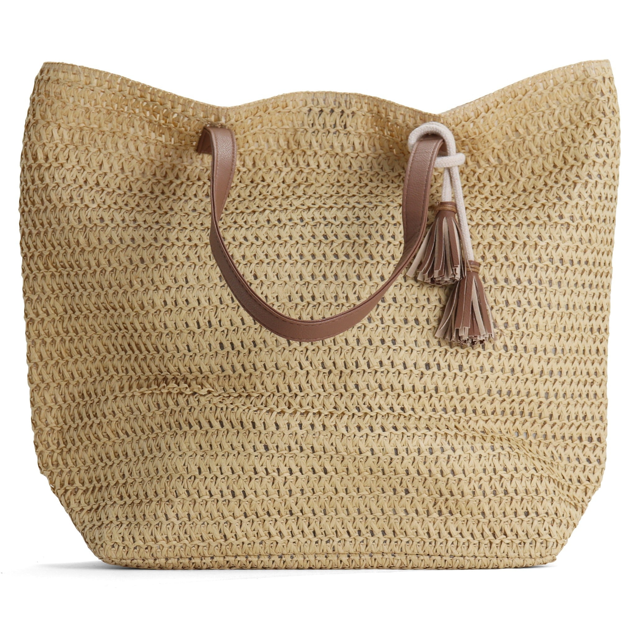 Rutledge & King Oversized Women's Straw Beach Bag - Large Tote (Brown ...
