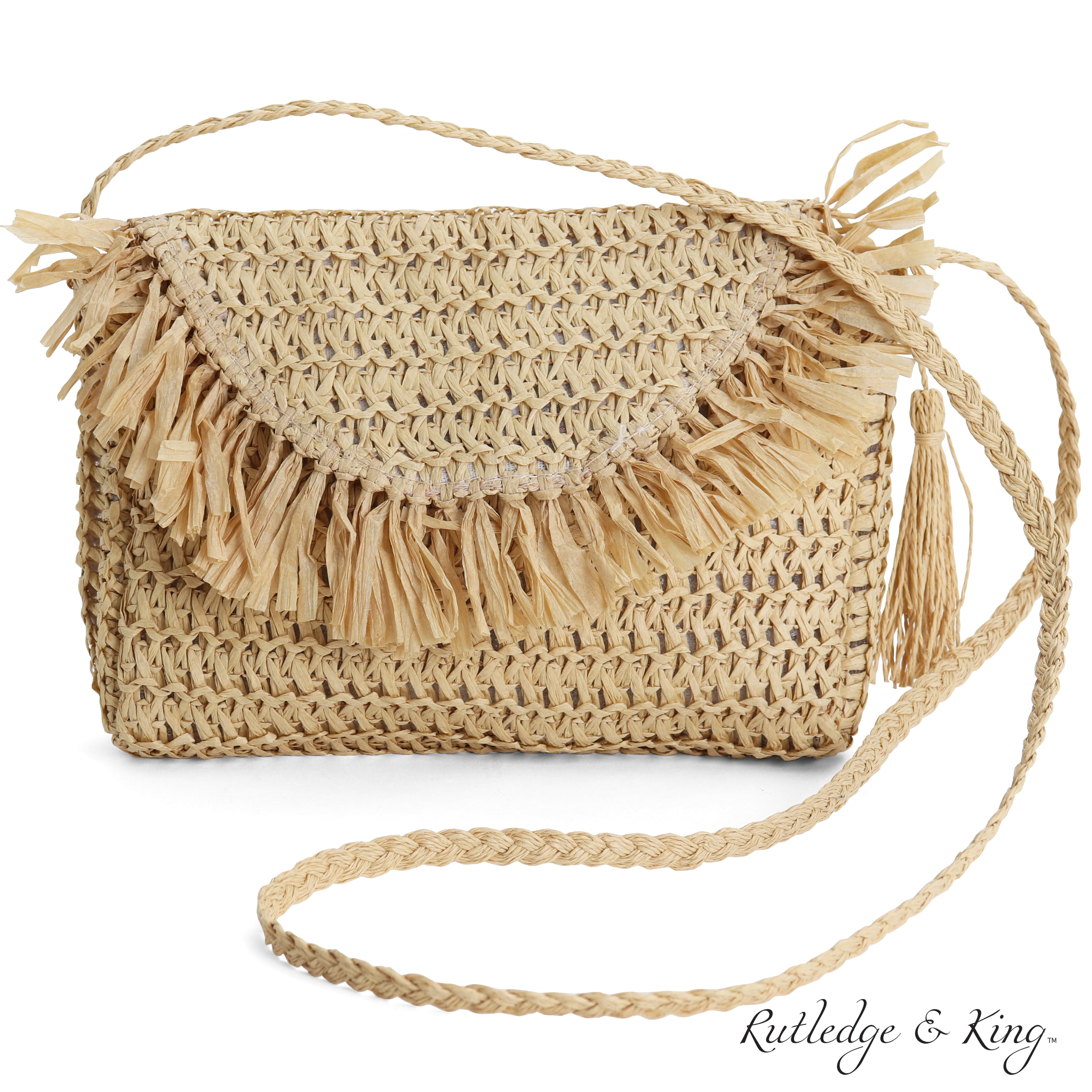 Rutledge & King Ashley Straw Crossbody Bag - Brown - Walmart.com