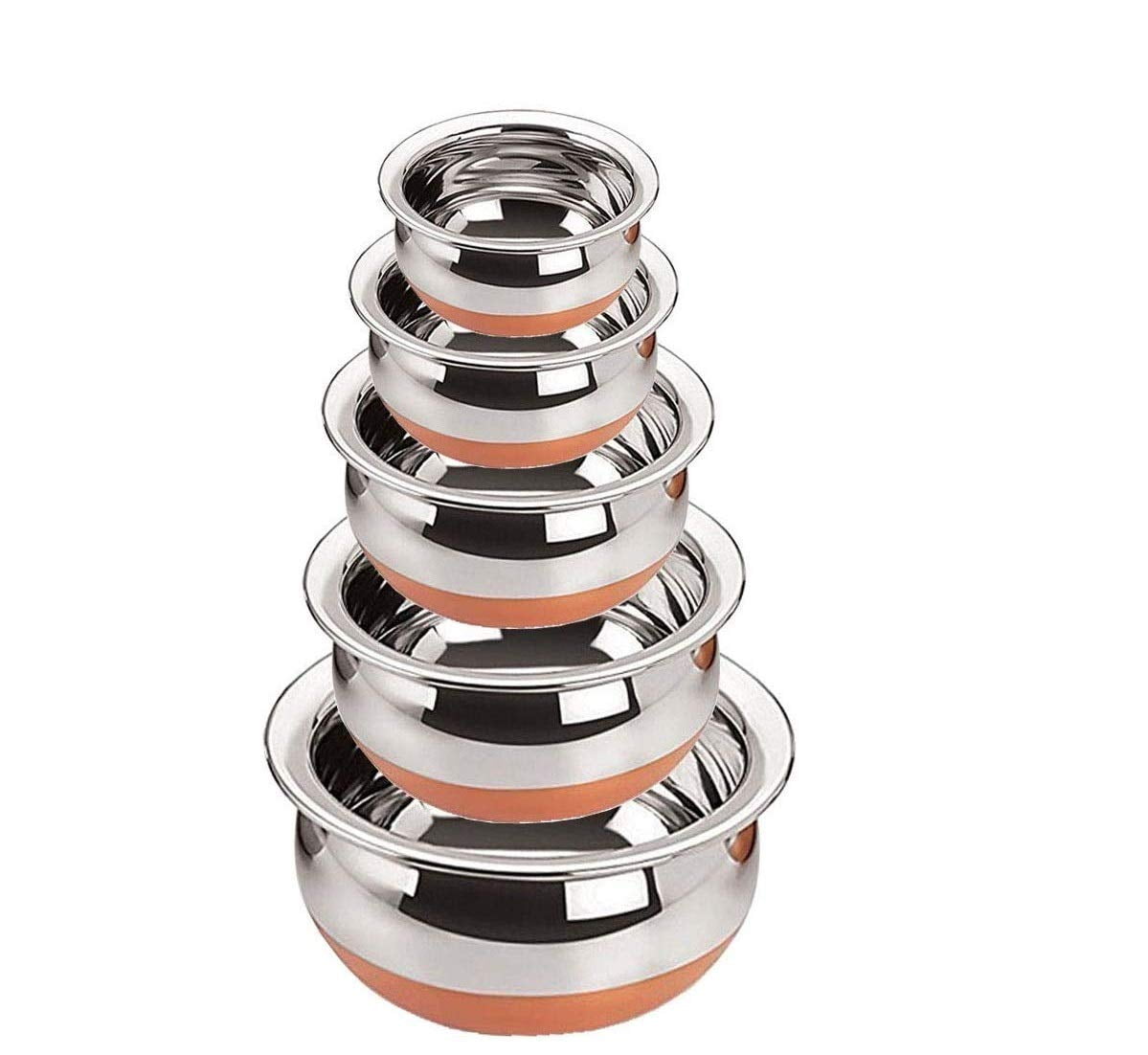 RuvAm Stainless Steel Metal Pot Set with Copper Bottom Kitchen Cookware ...