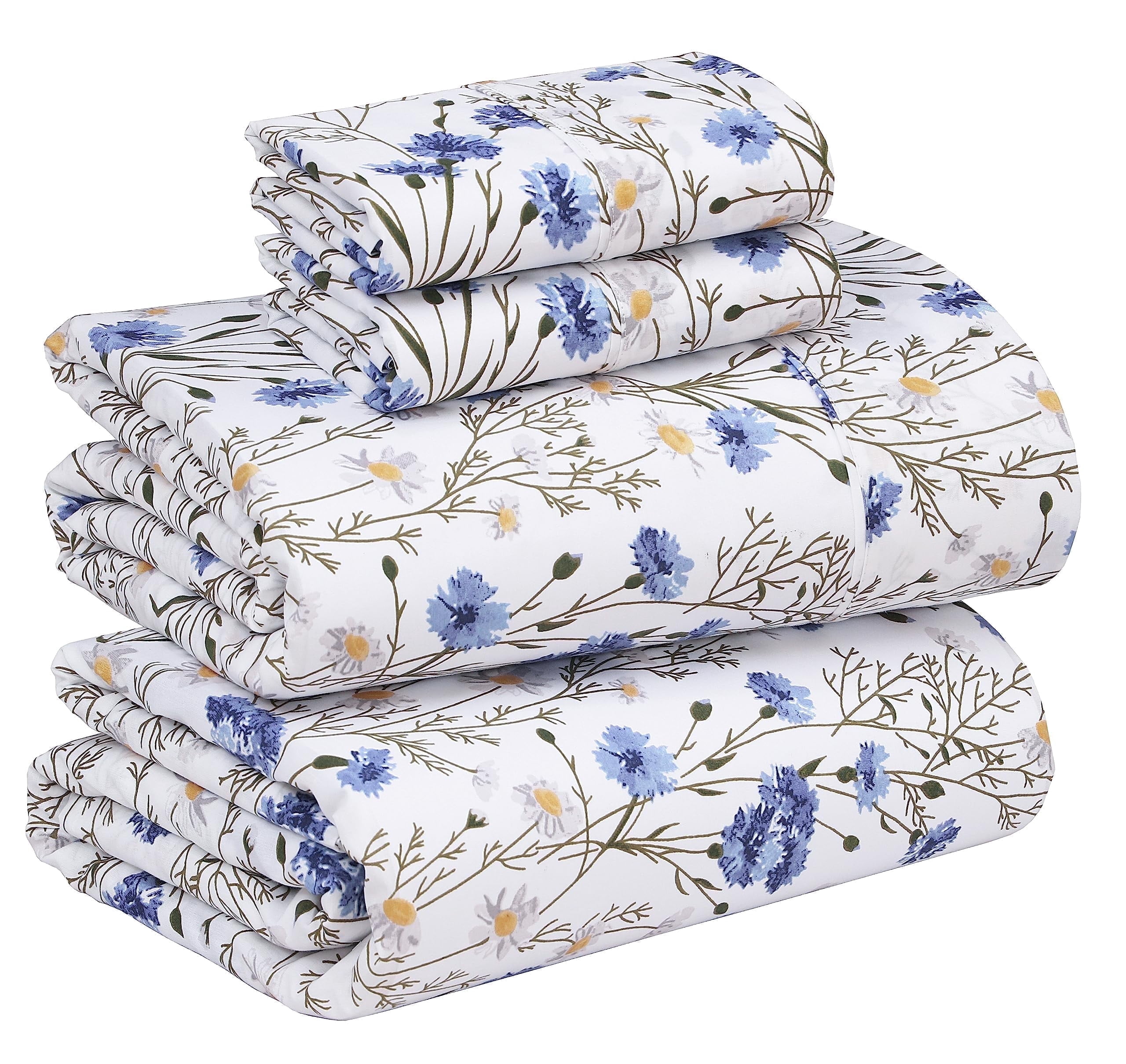 Ruvanti 100% Cotton Percale Queen Size Sheets - 16 inches Deep Pocket ...