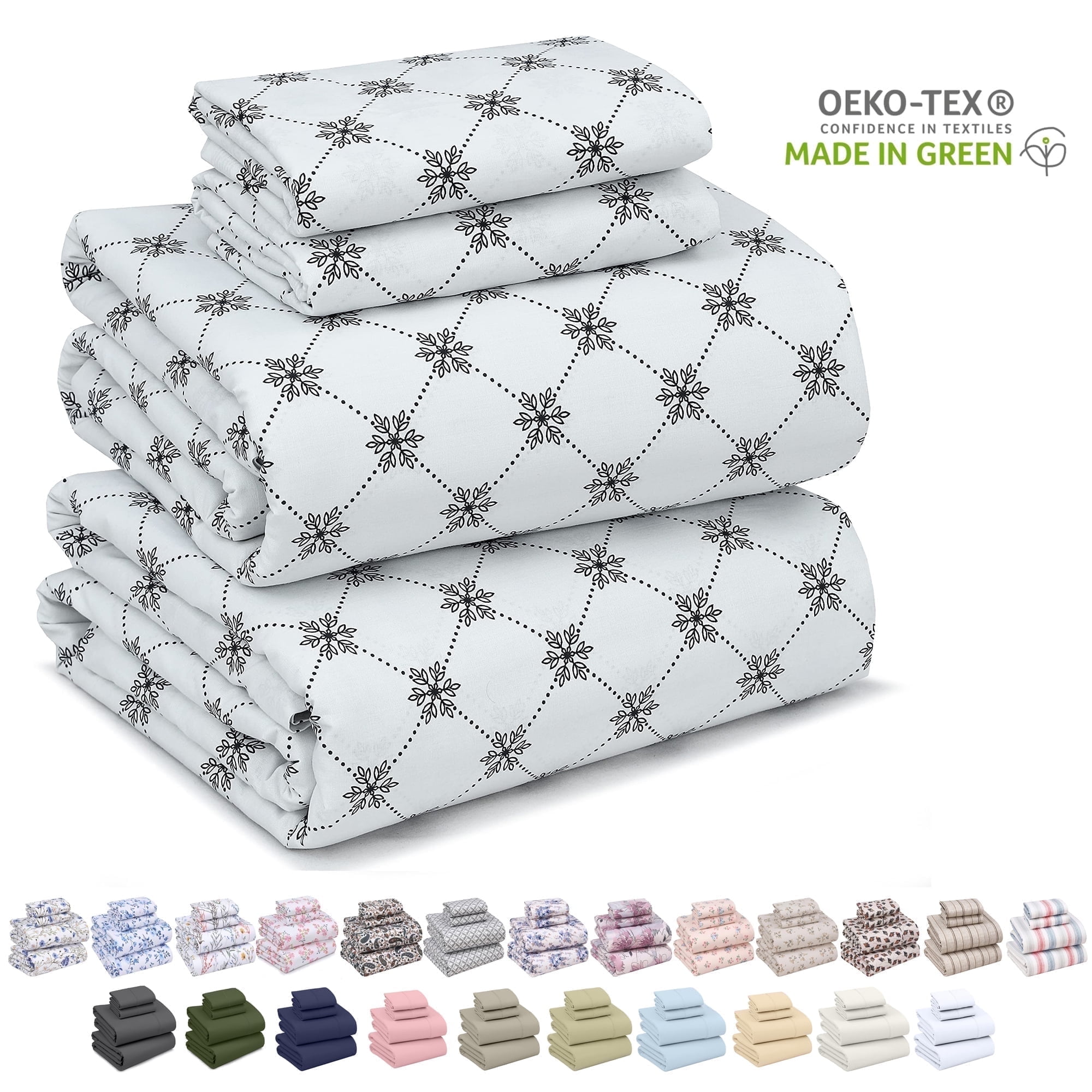 Ruvanti 100% Cotton Sheets - Crispy Cooling Percale Sheets - Breathable ...