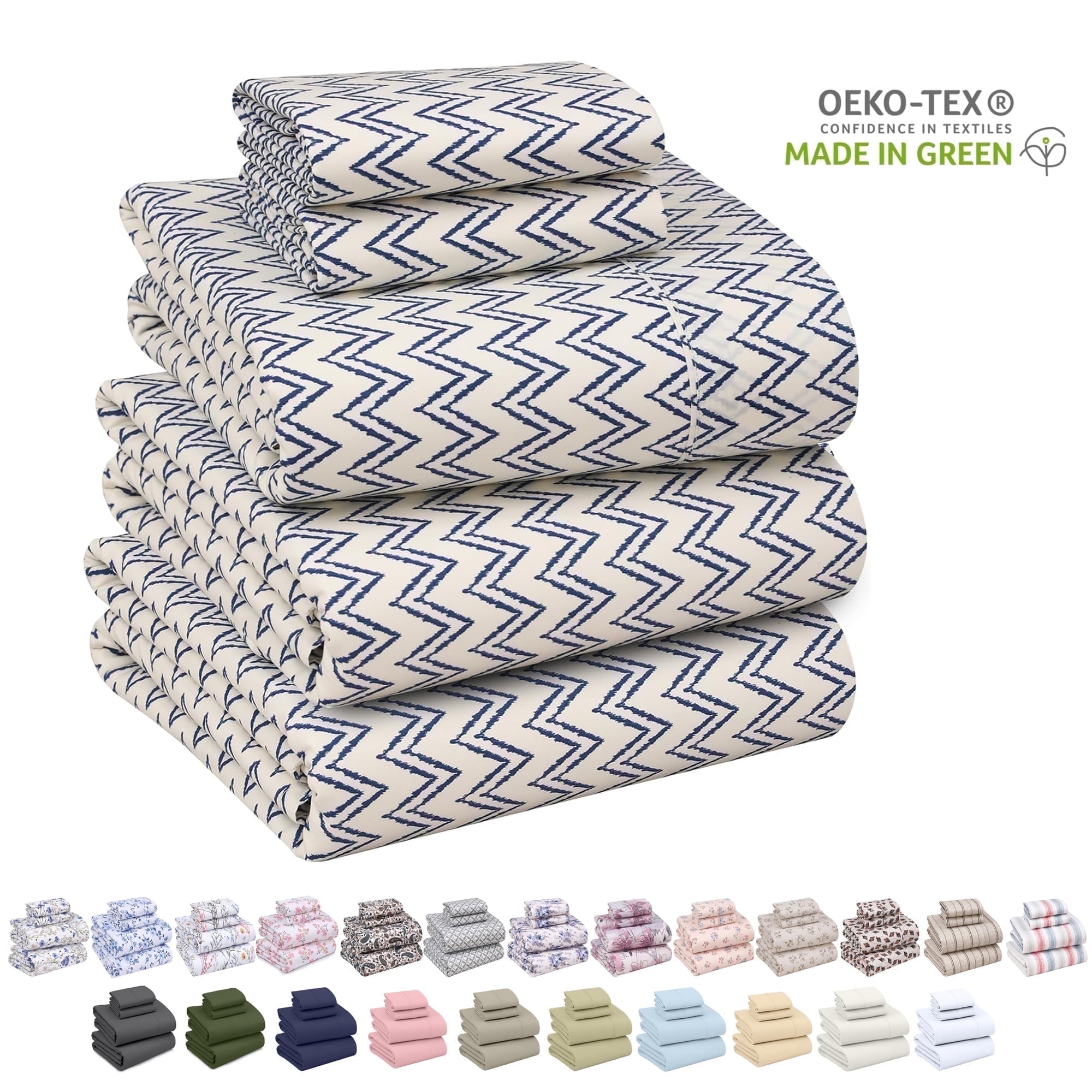 Ruvanti 100% Cotton Sheets Split King Size Bed Sheet Set–16 inches Deep ...