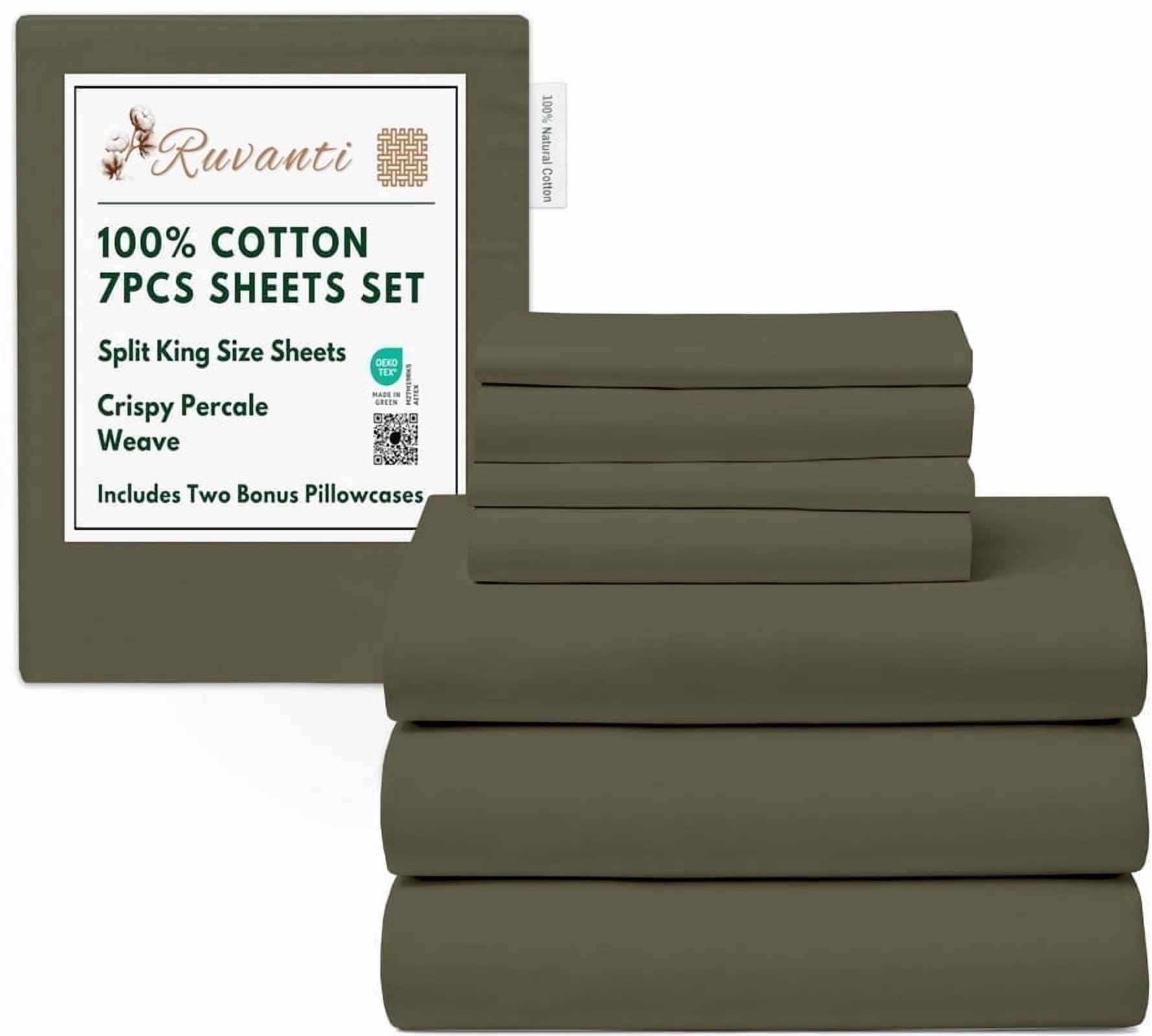 RUVANTI 7 Pcs Cotton Sheets - 100% Natural Cotton Soft, Lightweight ...