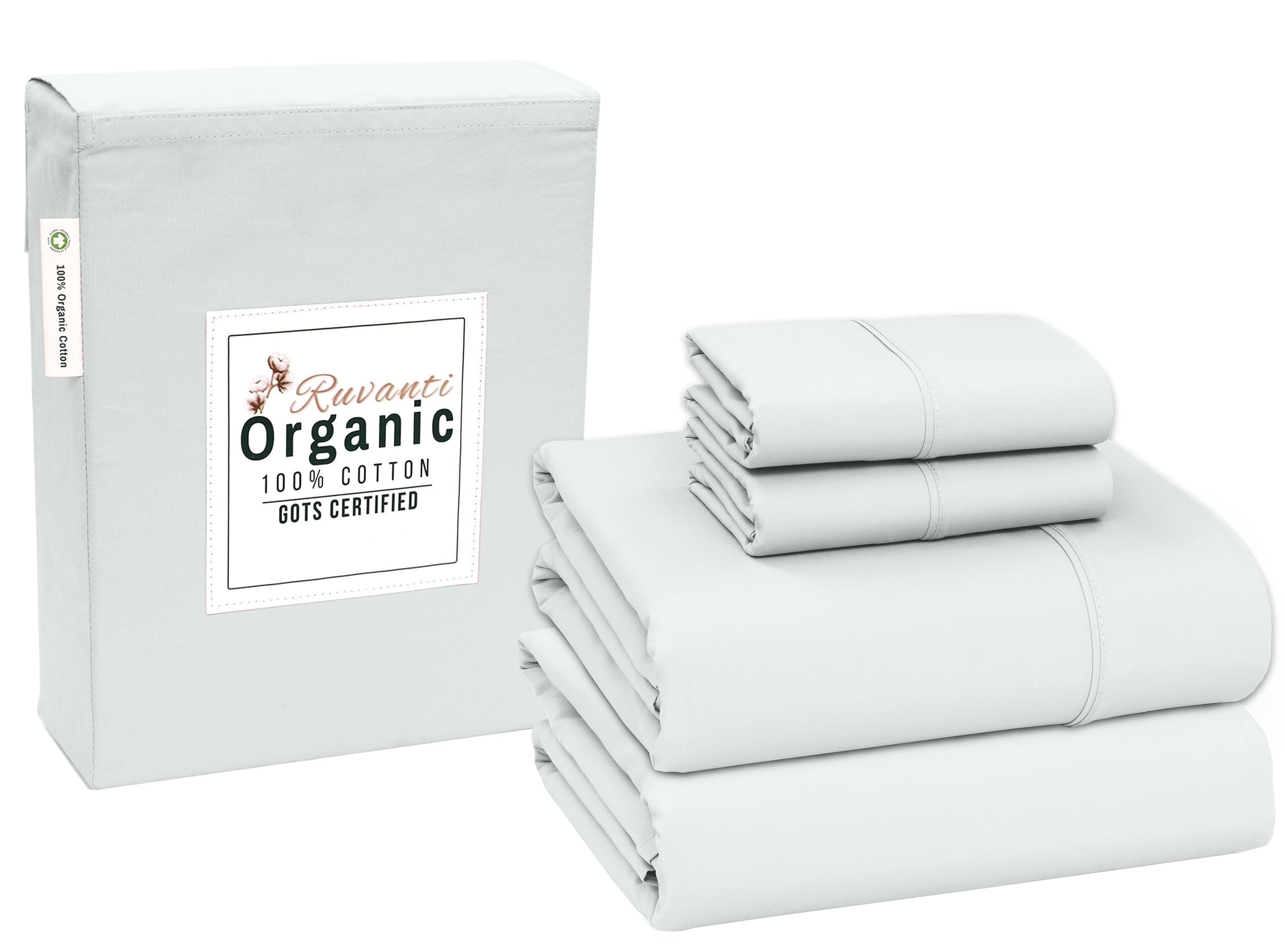 RUVANTI 100% Organic Cotton Full Size Bed Sheets, 4 PC Cotton Full Size ...