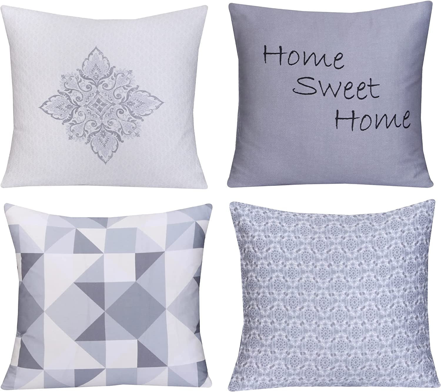 Ruvanti 4 Pack 100% Cotton Fabric Throw Pillows, 18x18 Soft, Cozy ...