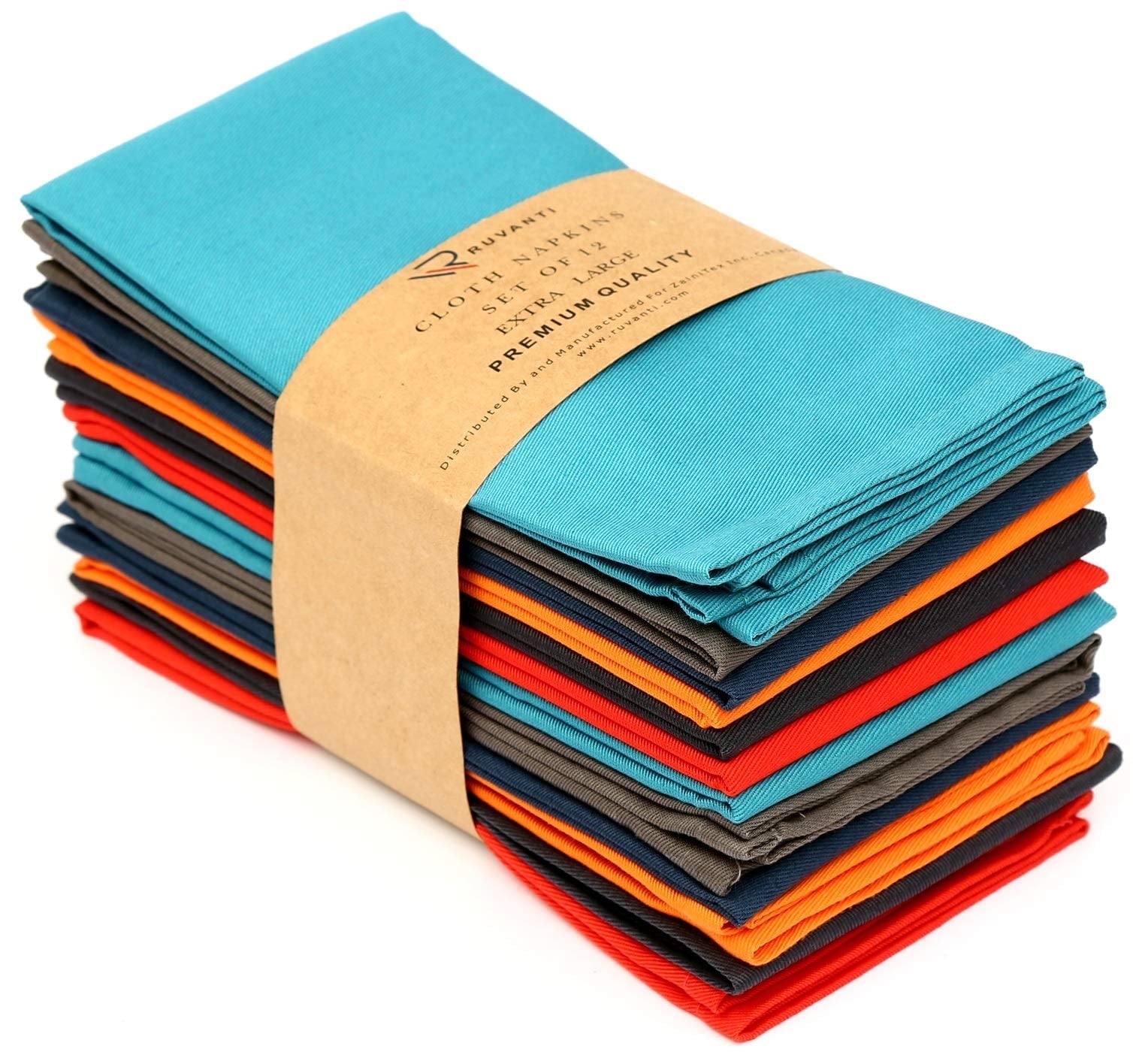 Ruvanti 12-Pack 18x18'' Washable Cloth Napkins, Soft, Durable ...