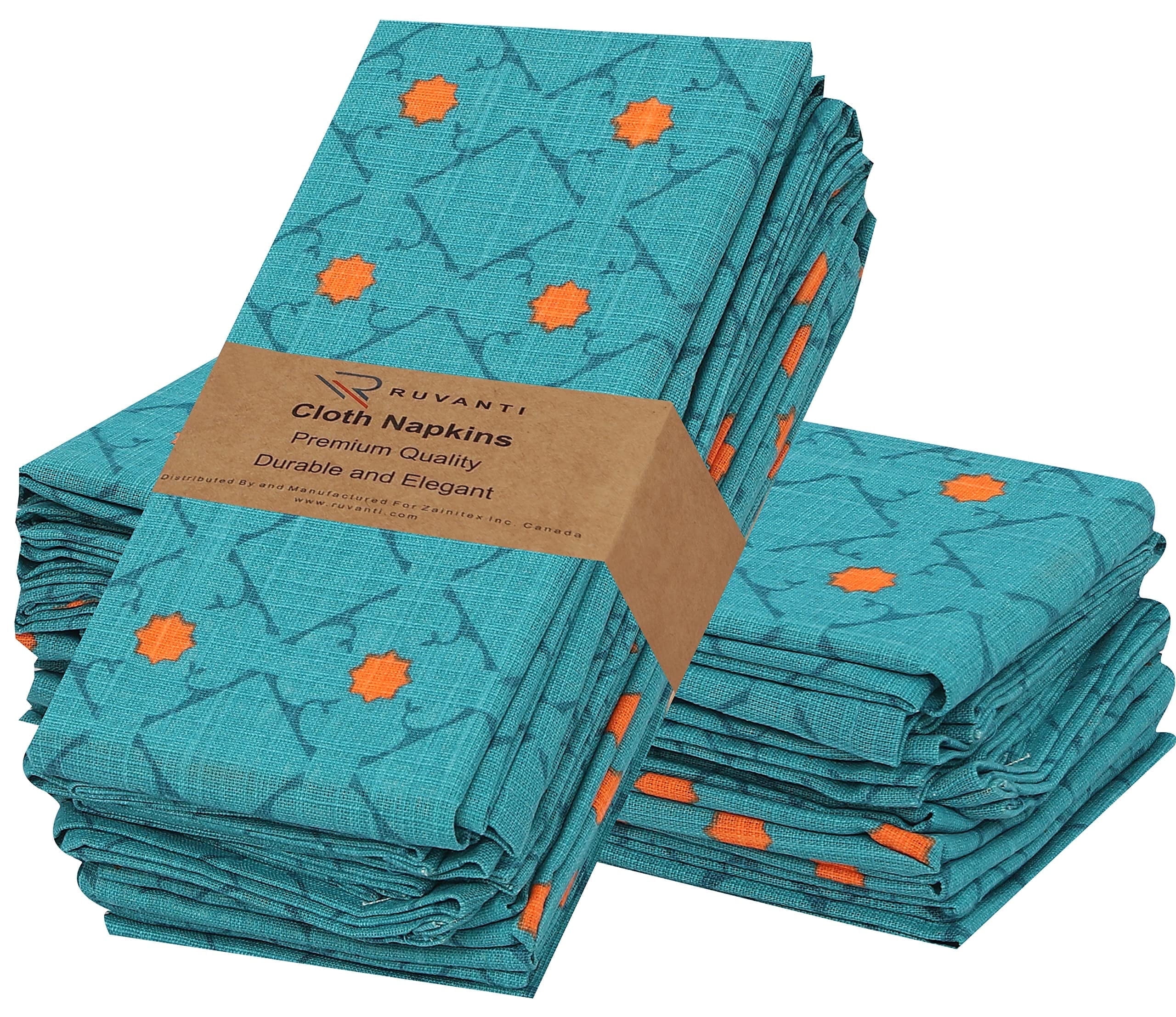 Ruvanti Cloth Napkins Set of 12 Cotton 100%, 18x18 inches Napkins Cloth ...