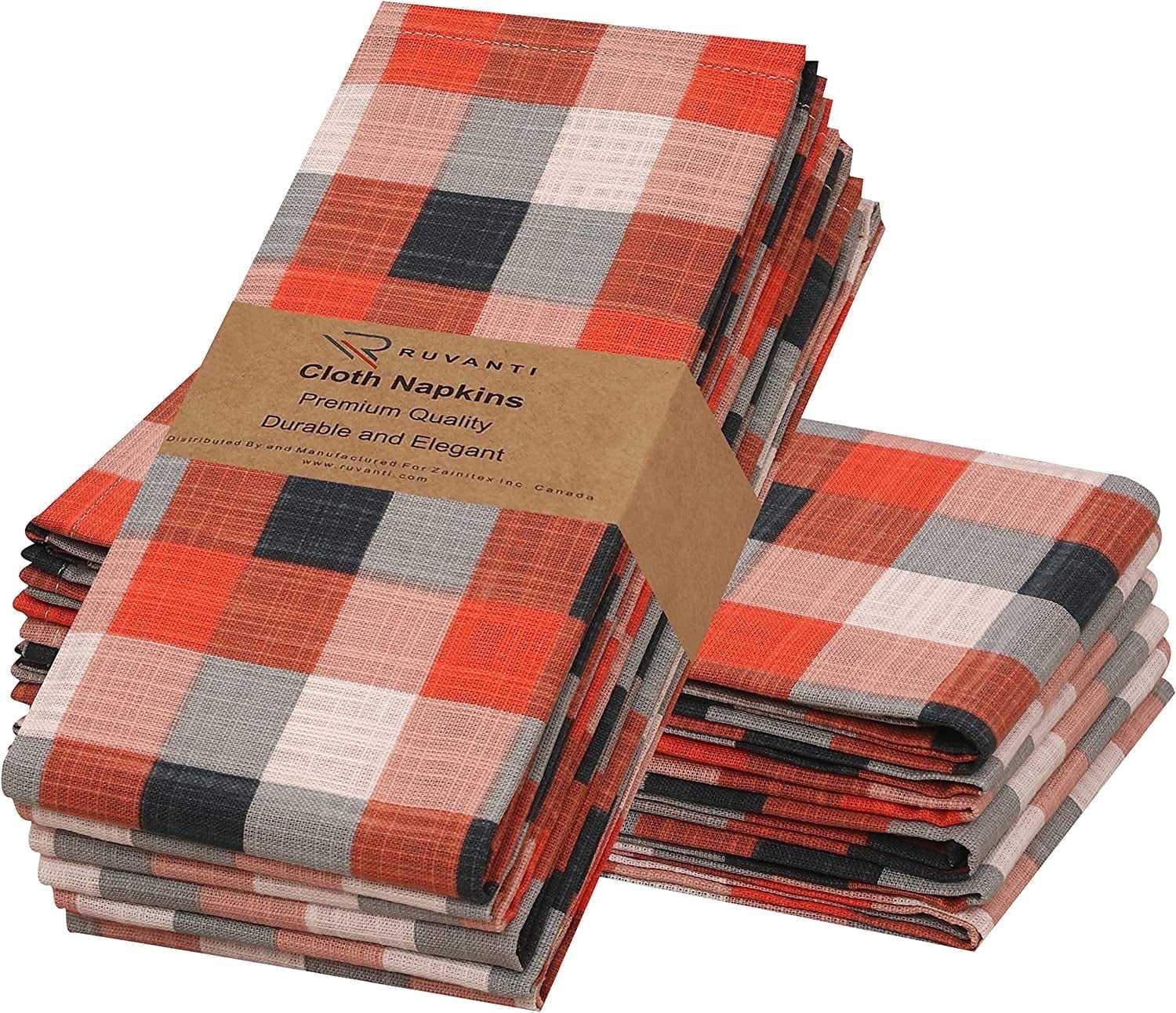 Ruvanti 100% Cotton Cloth Napkins Set of 12, 18x18 inches, Washable ...