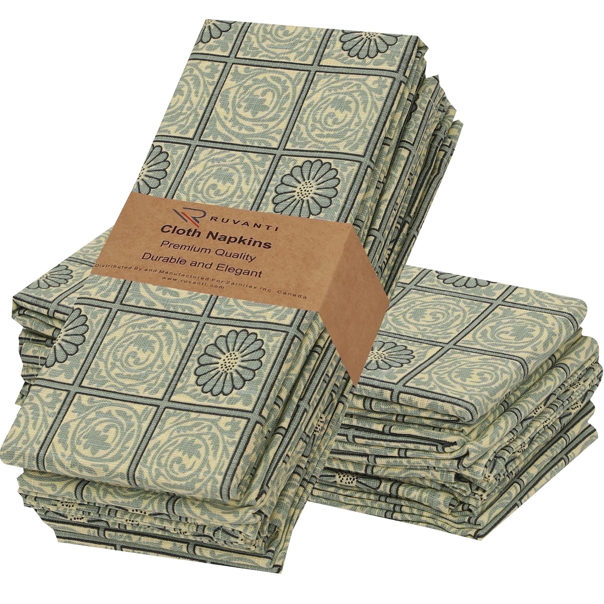 Ruvanti Cloth Napkins Set of 12 Cotton 100%, 18x18 inches Napkins Cloth ...