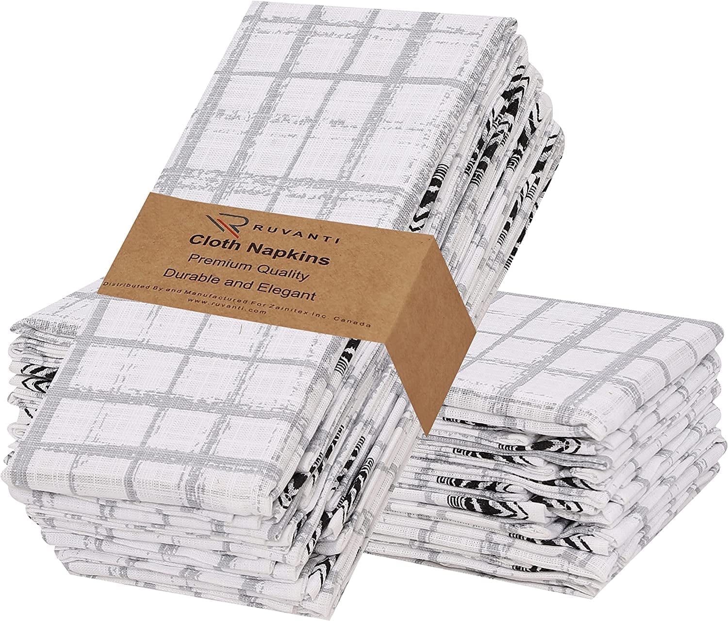 Ruvanti Cloth Napkins Set of 12 Cotton 100%, 18x18 inches Napkins Cloth ...