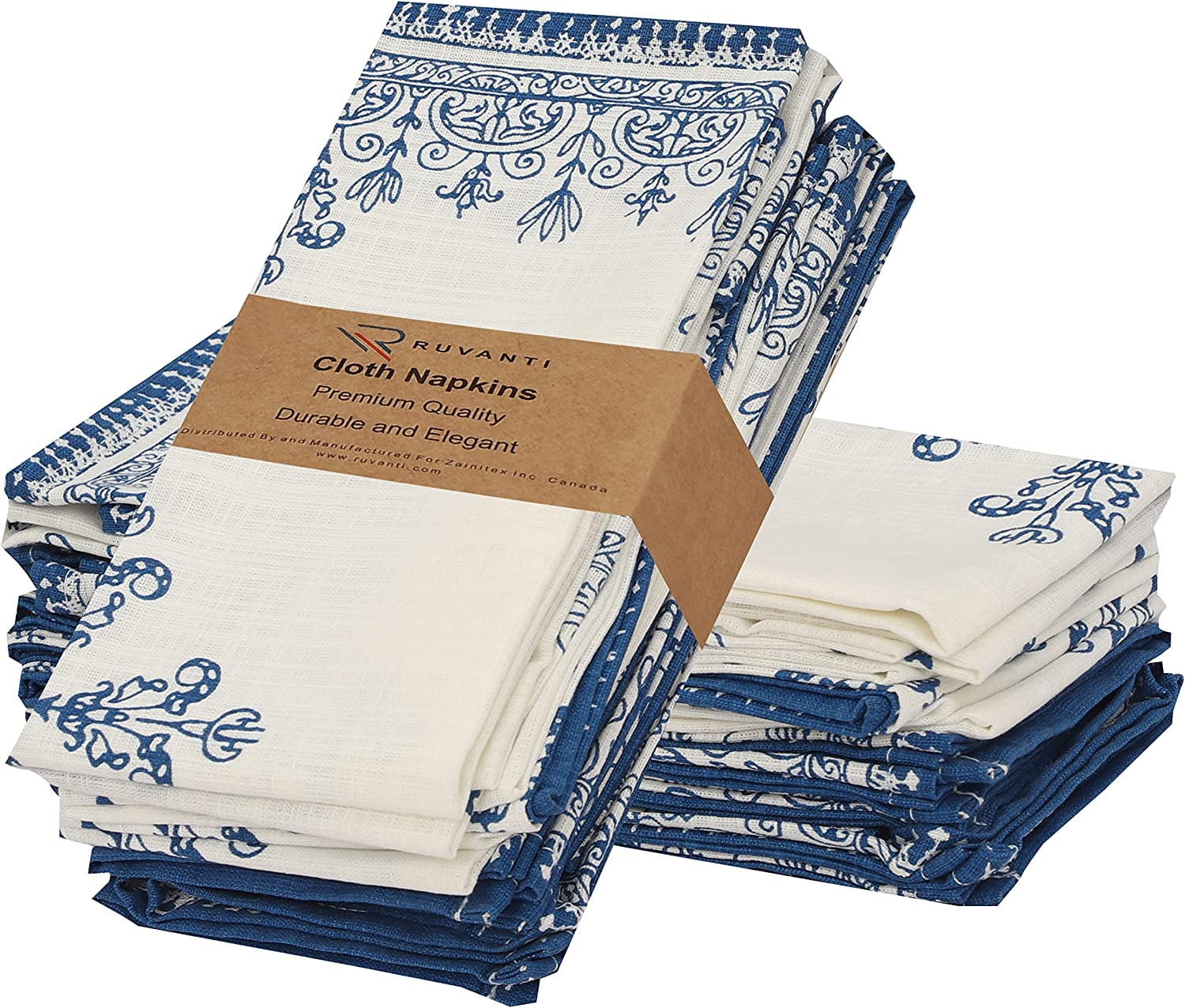 Ruvanti Cloth Napkins Set of 12 Cotton 100%, 18x18 inches Napkins Cloth ...