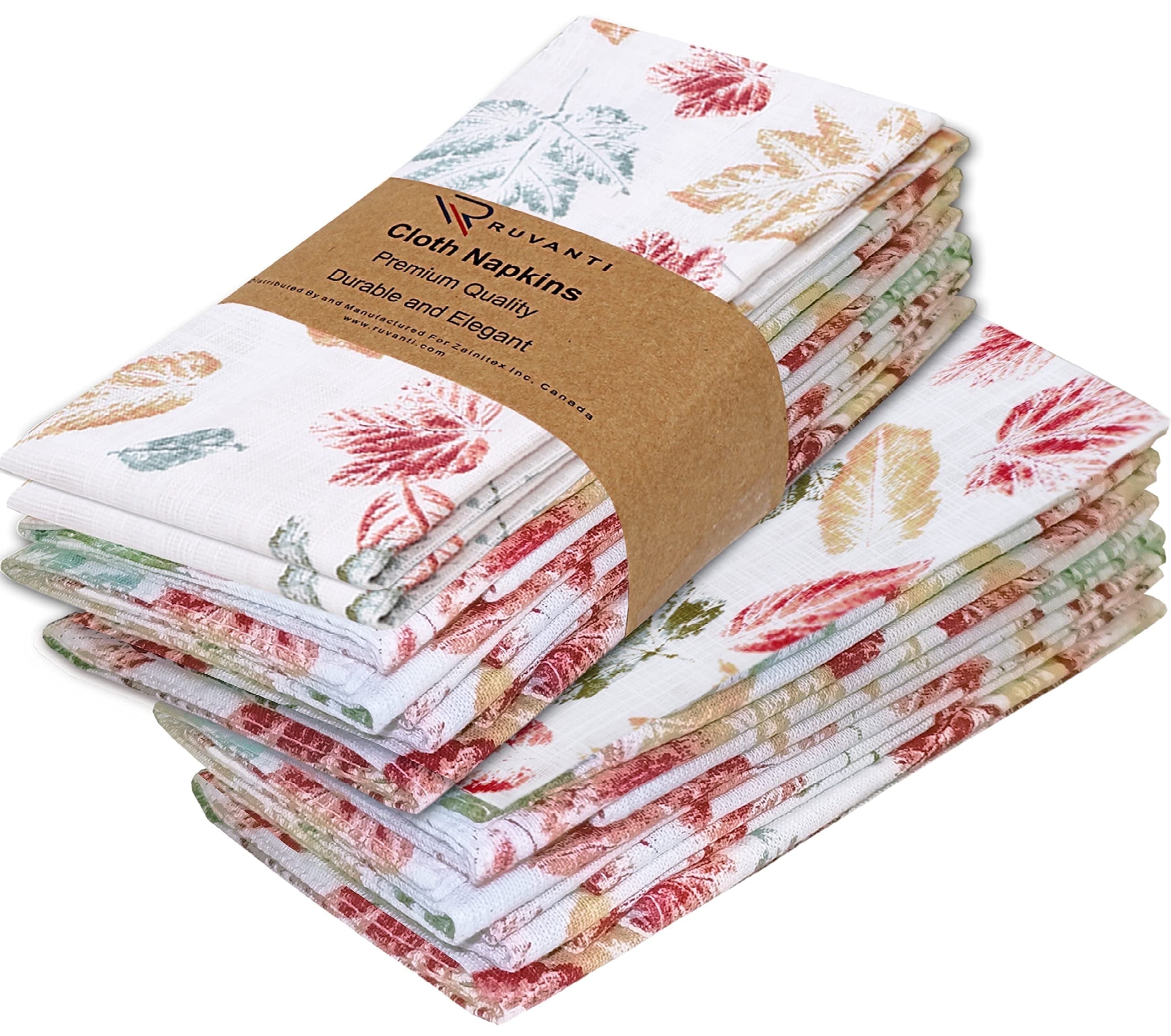 Ruvanti 100% Cotton Cloth Napkins Set of 12, Eco-Friendly, Durable ...