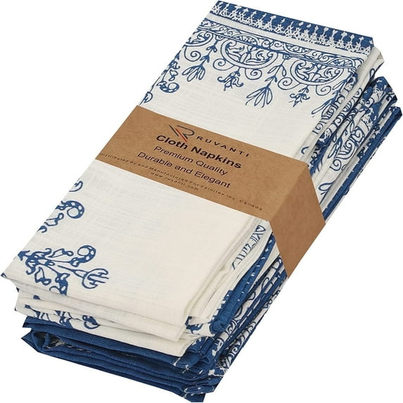 Ruvanti Cloth Napkins Set of 6 Cotton 100%, 18x18 inches Napkins Cloth ...