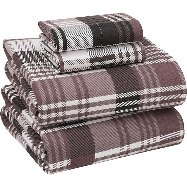 Ruvanti Flannel Sheets Queen Size 100 Cotton Brushed Bed Sheet Sets