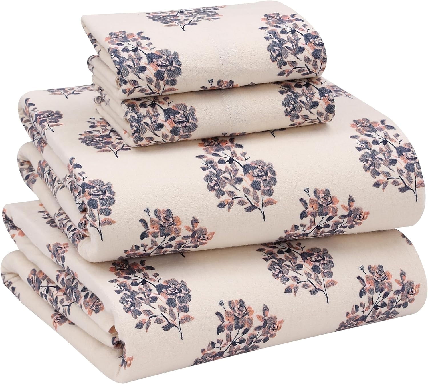 Ruvanti Flannel Sheets Queen Size - 100% Cotton Brushed Flannel Bed ...
