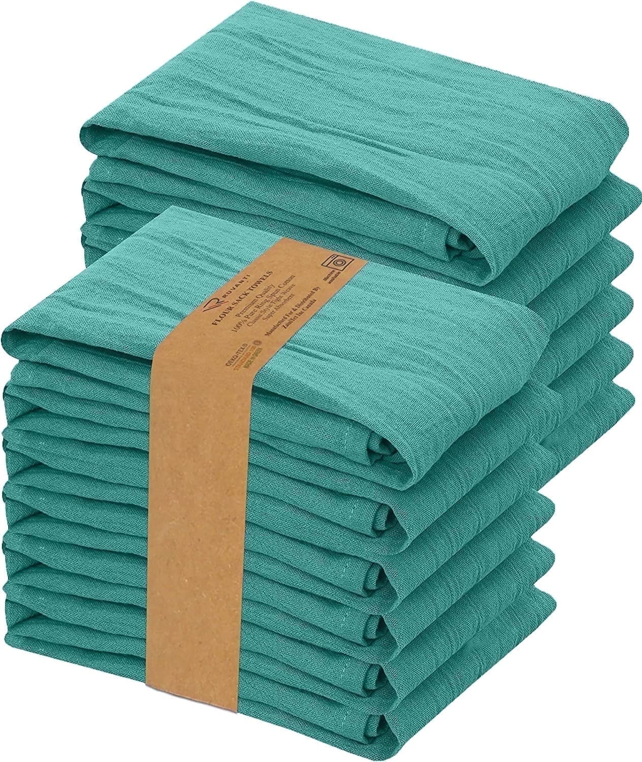 Ruvanti 12 Pack 28x28 inch Cotton Dish Cloths, Washable & Reusable ...
