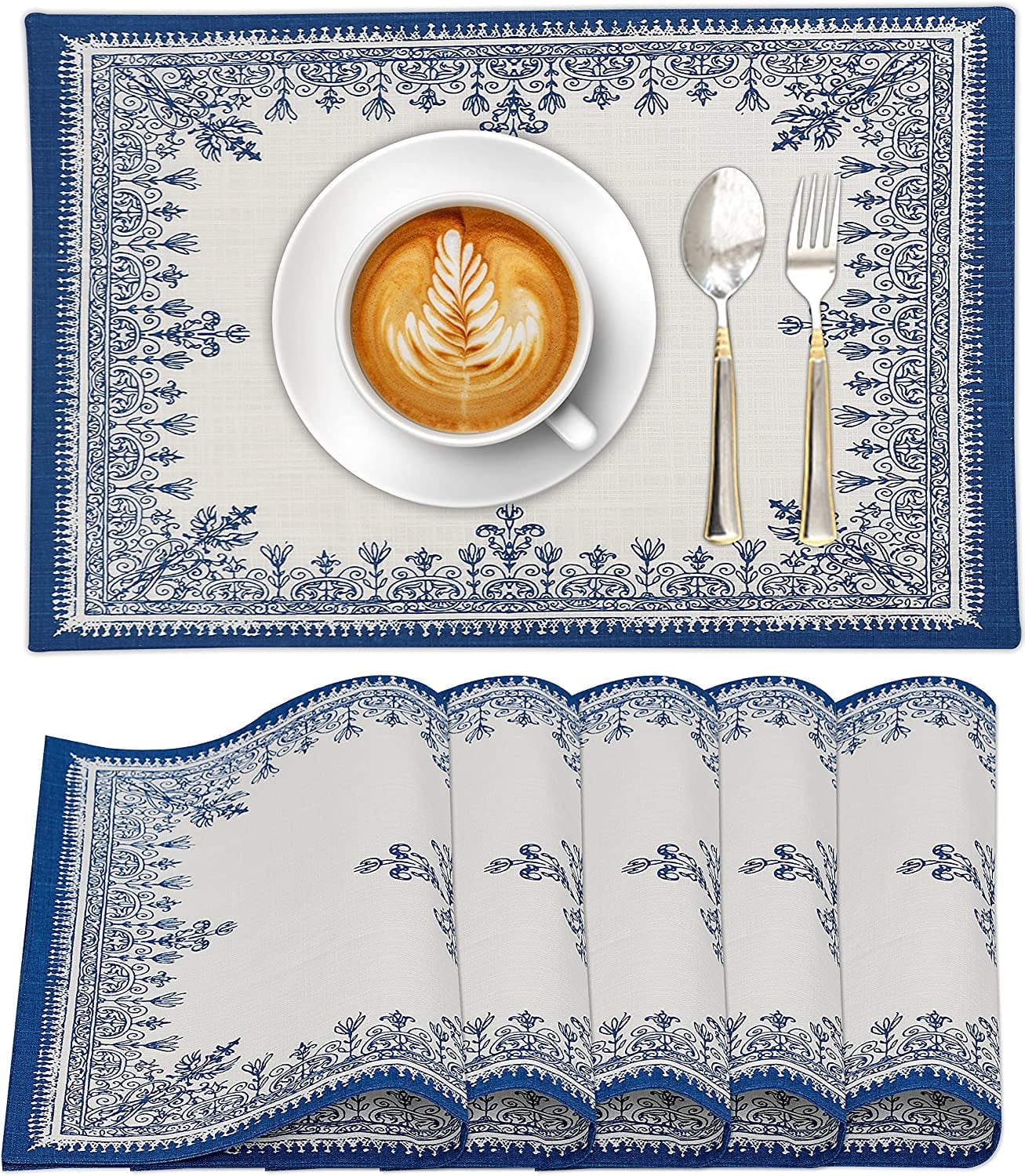 Ruvanti Placemats 100% Cotton 13x19 inch, Dining Table Placemats Set of ...