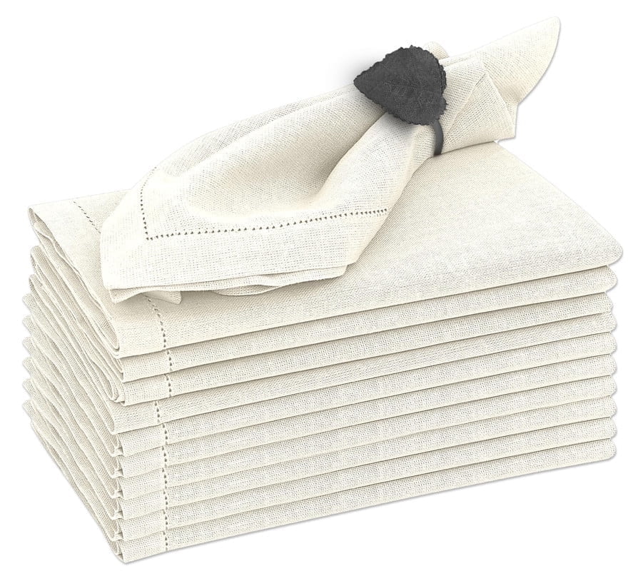 Ruvanti Premium Linen Napkins Set of 6-20x20 Inch, Classic Hemstitch ...