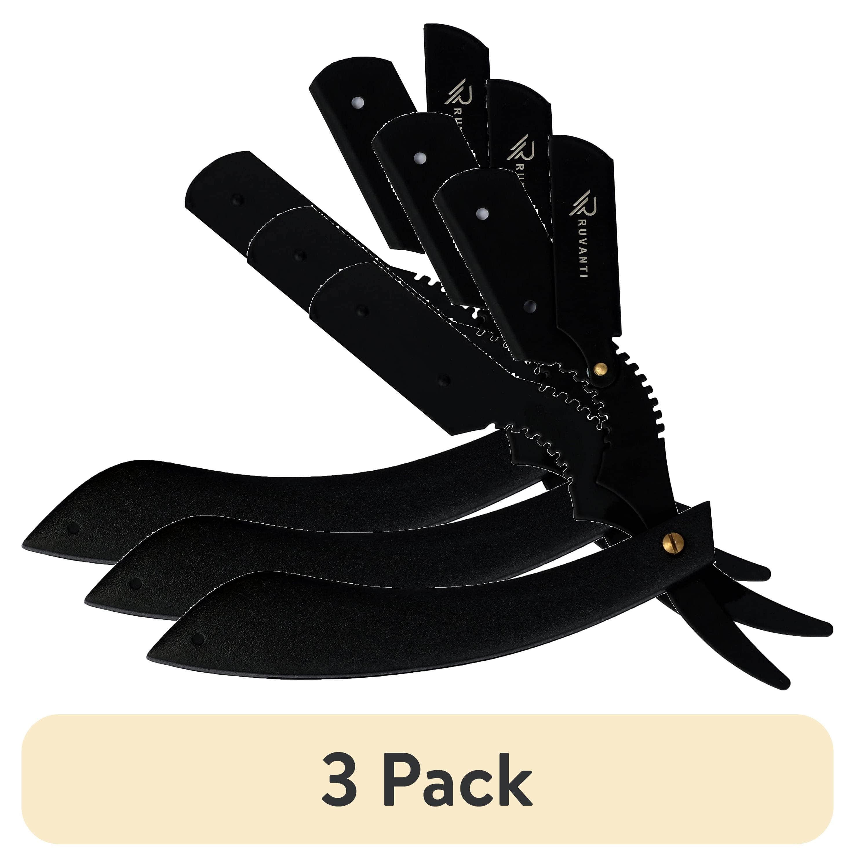 (3 pack) Ruvanti Straight Edge Blade Razor for Professional Barbers ...