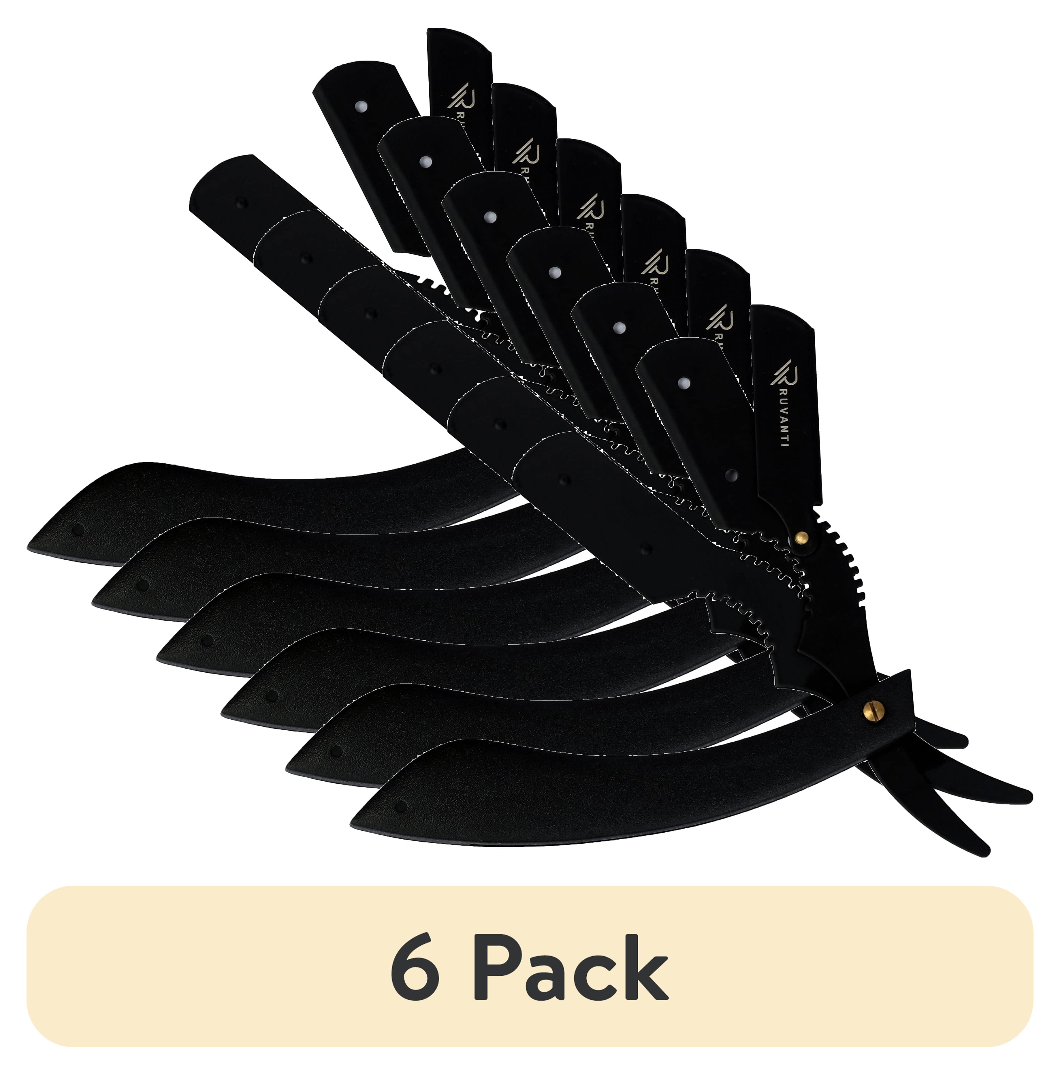 (6 pack) Ruvanti Straight Edge Blade Razor for Professional Barbers ...