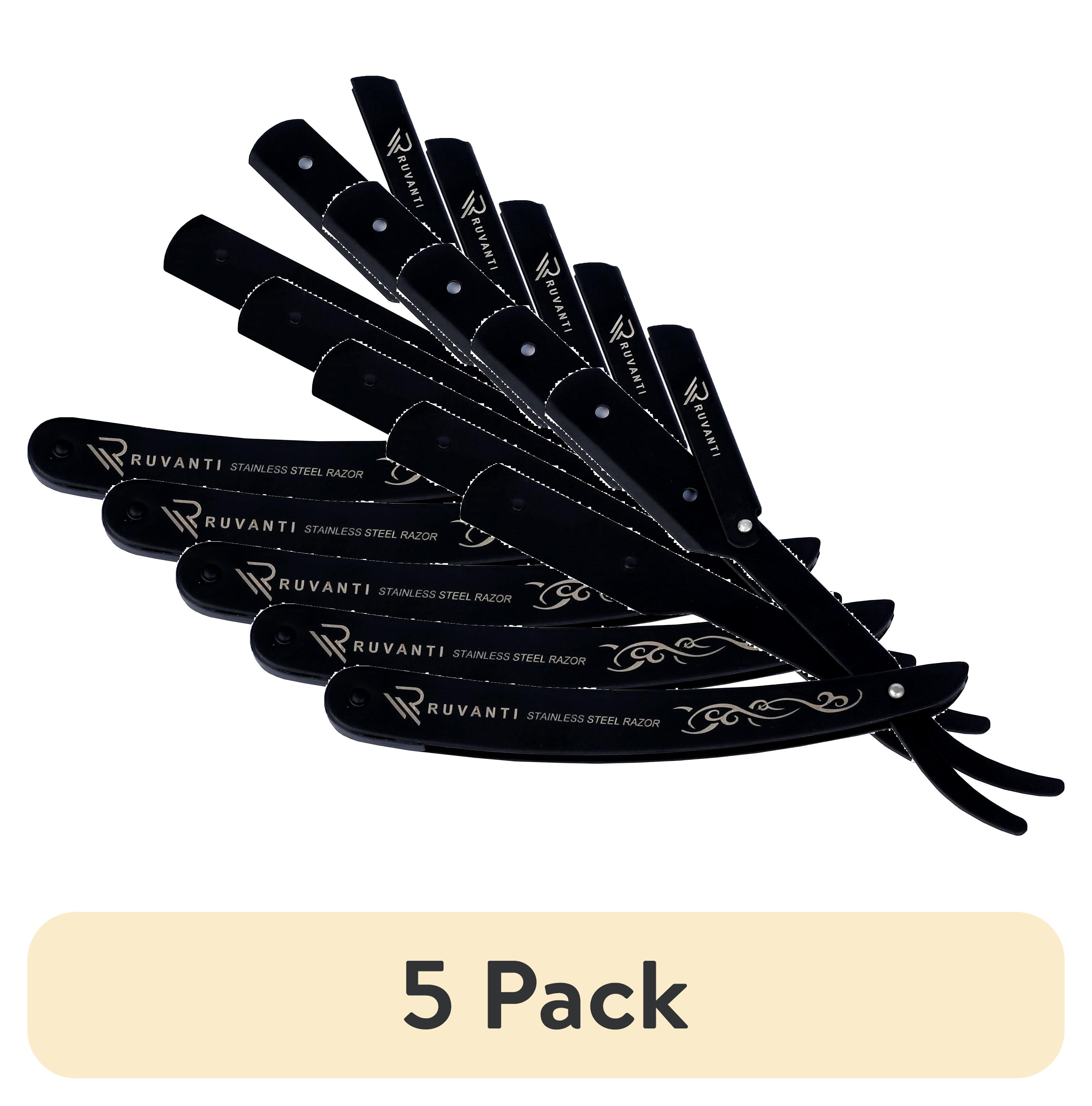 (5 pack) Ruvanti Straight Edge Razor for Professional Barbers, Best for ...