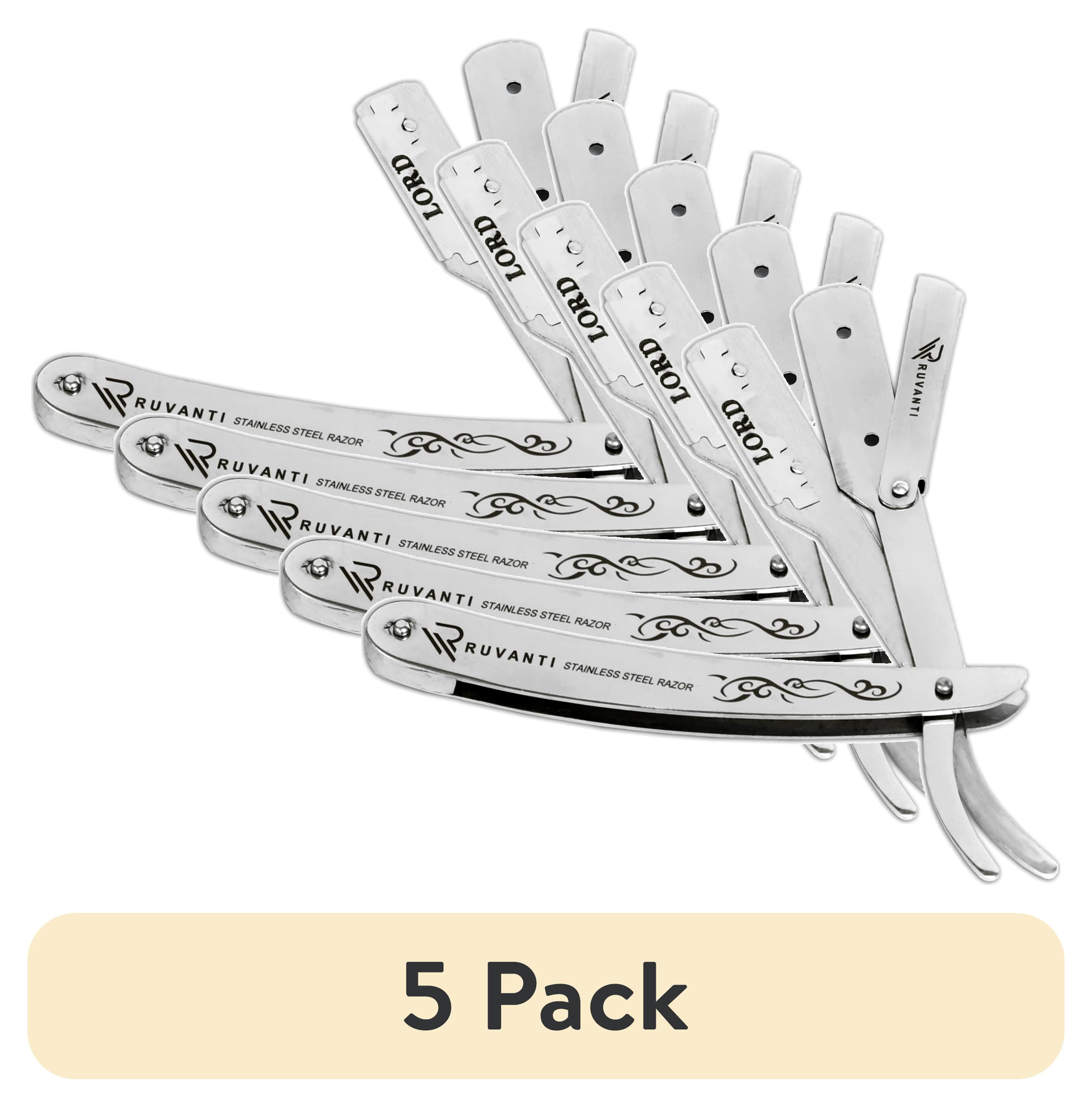 (5 pack) Ruvanti Straight Edge Razor for Professional Barbers, Best for ...