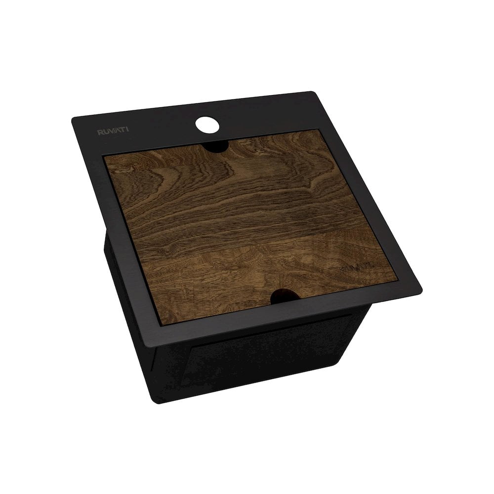 Ruvati 15 inch Gunmetal Black Stainless Steel Workstation Wet Bar Sink ...