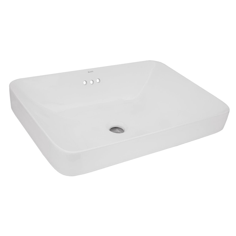 Ruvati 23 x 16 inch Semi-Recessed Drop-in Topmount Bathroom Sink White ...
