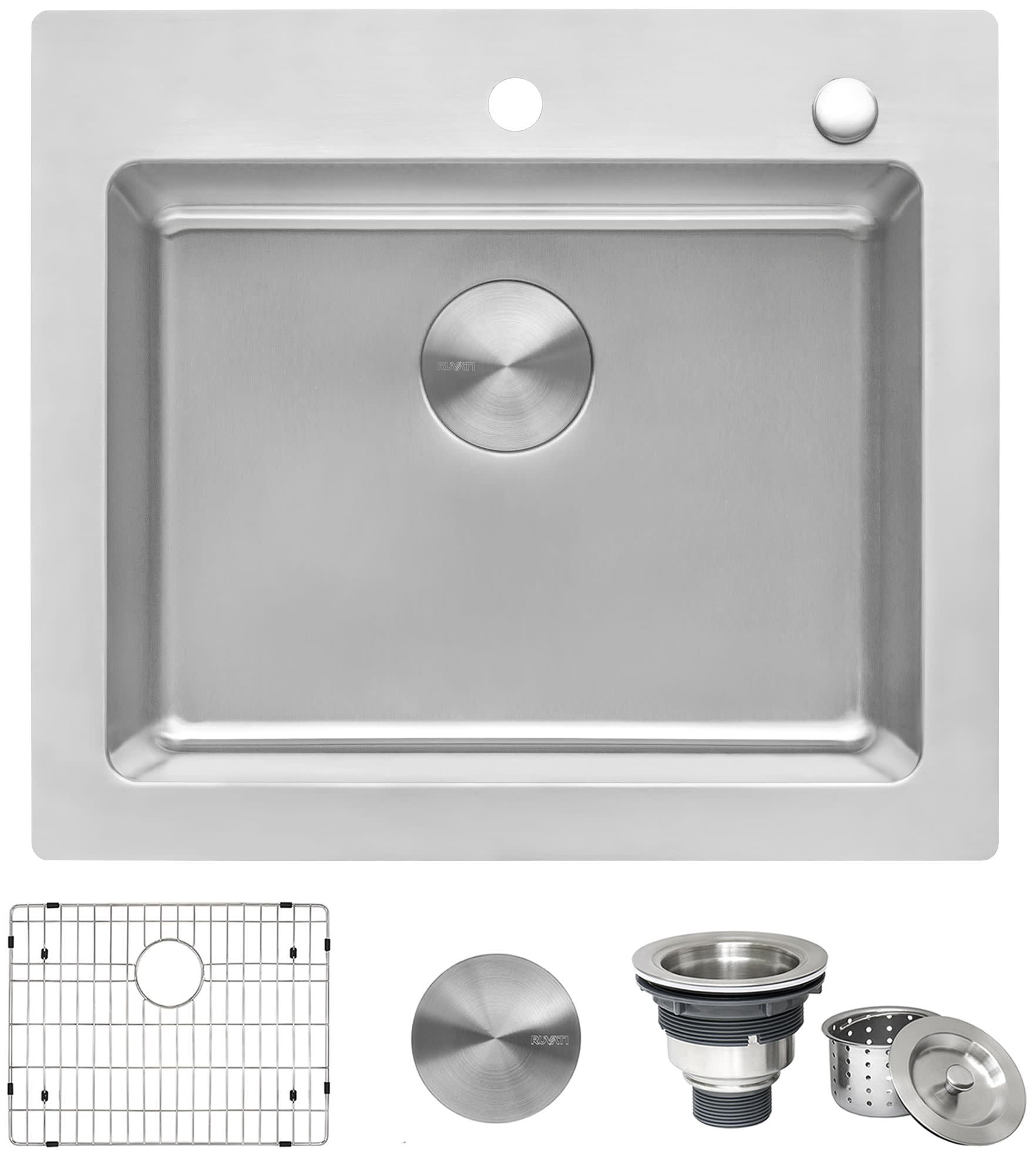 Ruvati RVM5025 25 x 22 inch Drop-in Topmount Kitchen Sink 16 Gauge S ...