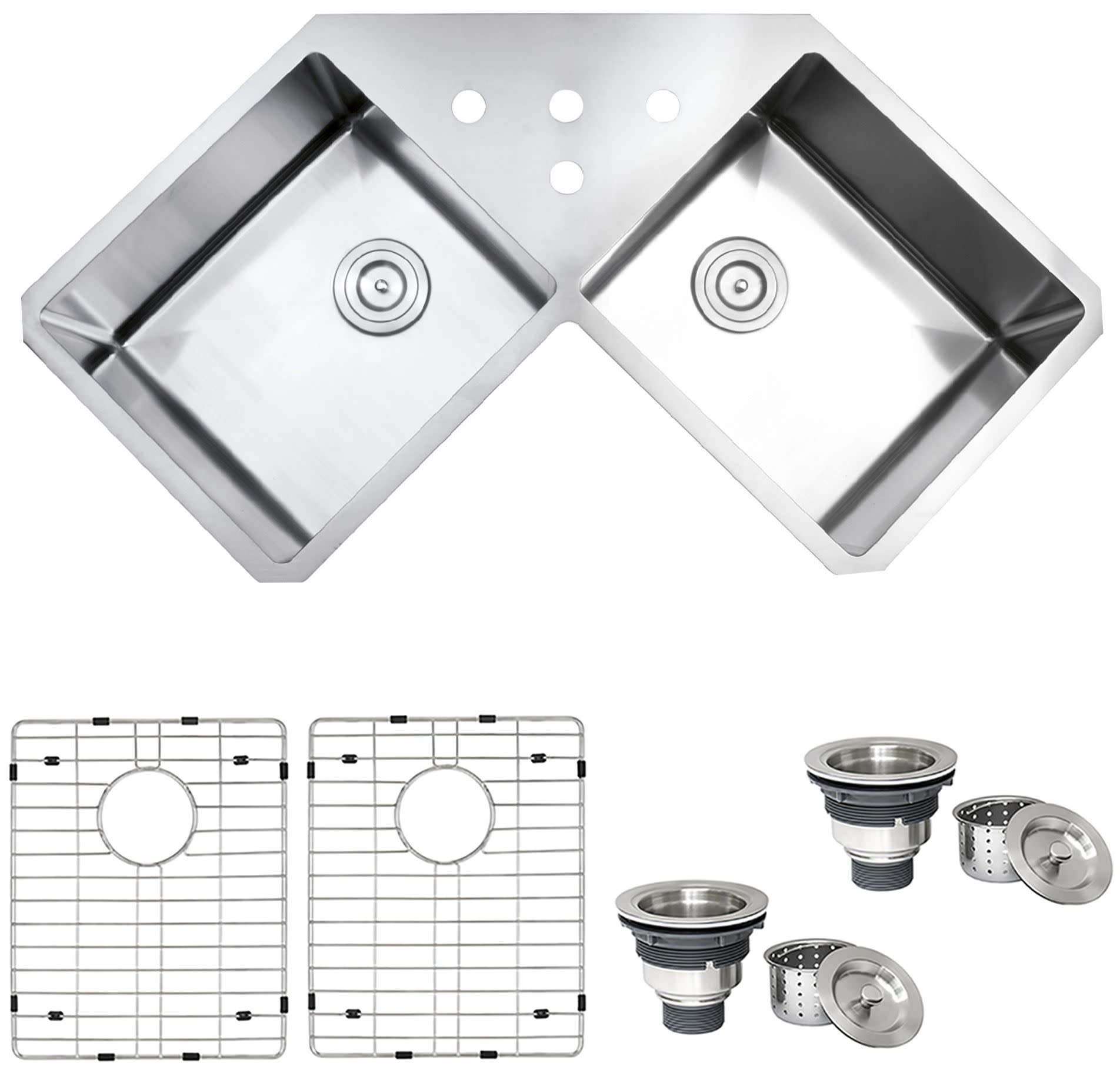 Ruvati Rvh8400 Gravena 43-3/4" Undermount Double Basin 16 Gauge ...