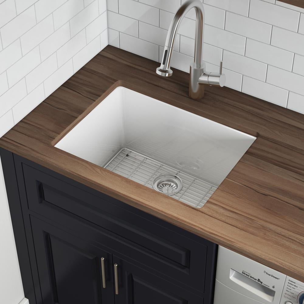 Ruvati 24-inch Fireclay Undermount / Drop-in Topmount Kitchen Sink ...