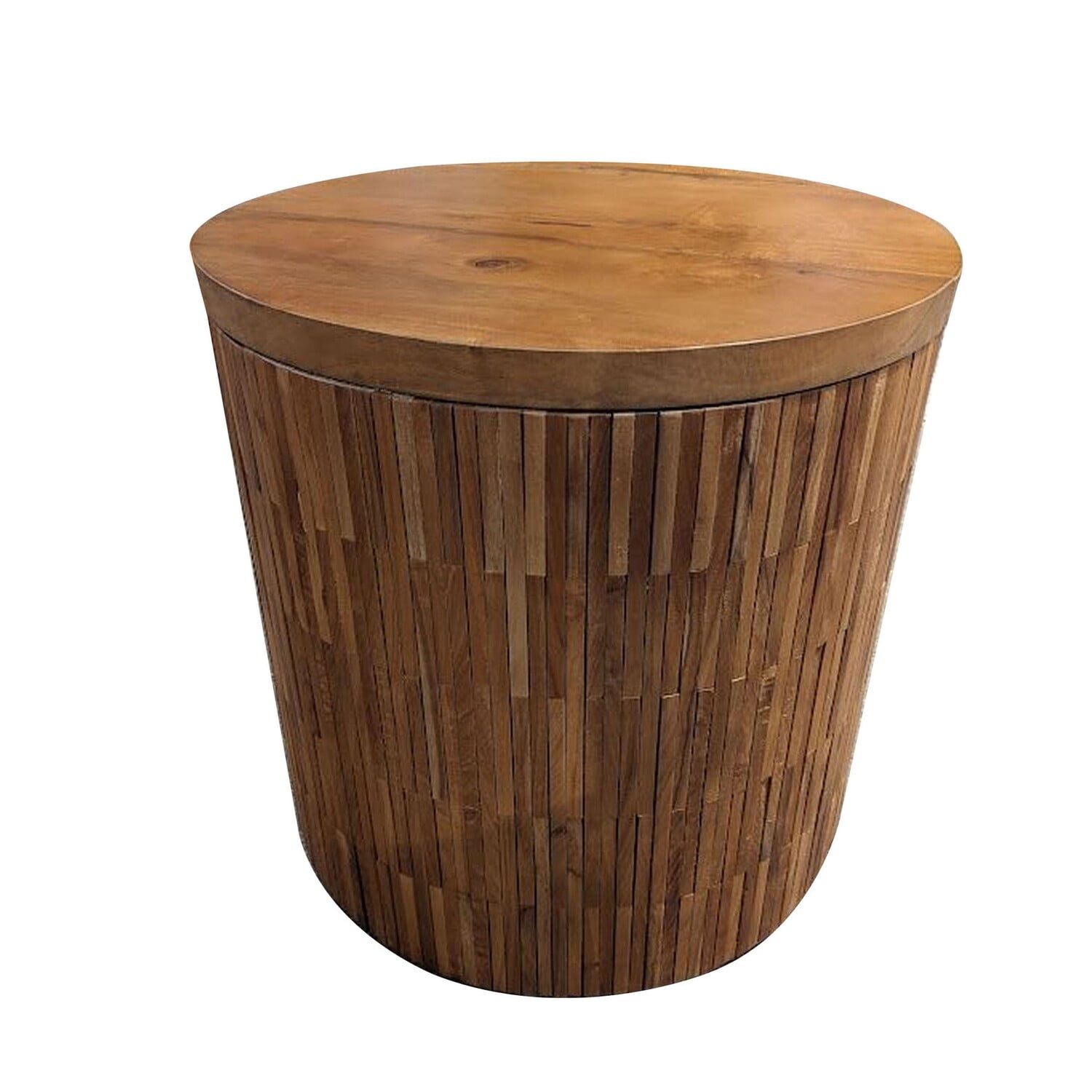 Rux 18 Inch Side End Table, Accent Wood Tile Body, Smooth Top, Brown ...