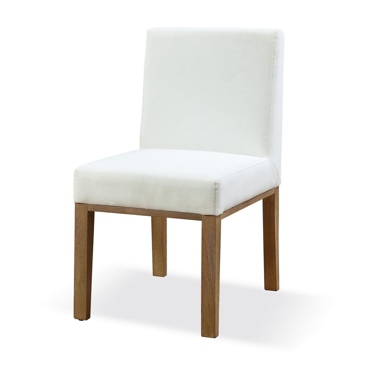 Rux 19 Inch Dining Chair, White Polyester Fabric, Wood Legs, White ...