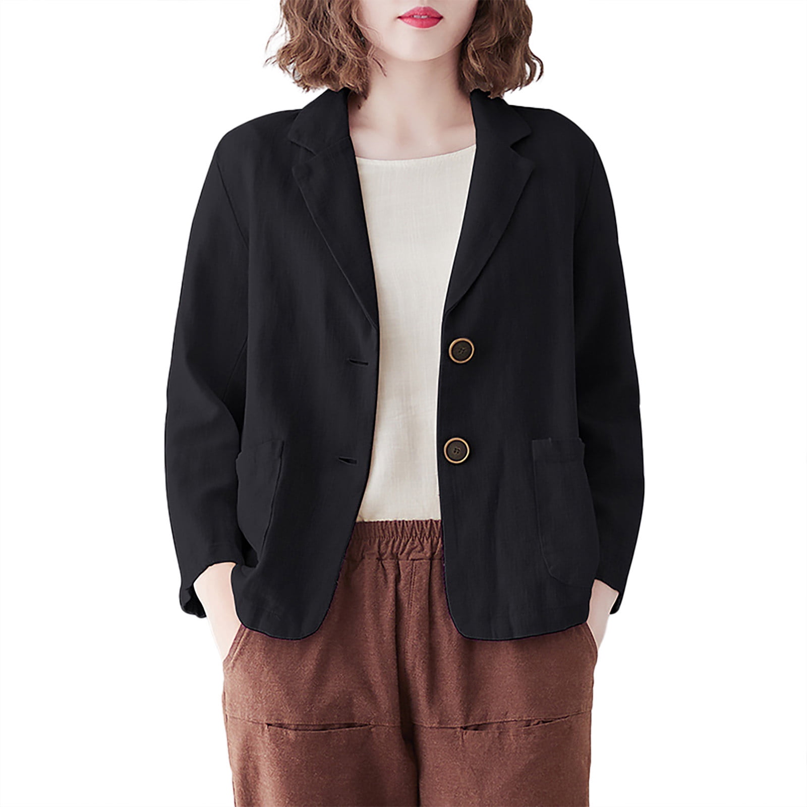 Ruyang 2024 Summer Linen Blazer Women Long Sleeve Fully Lined ...