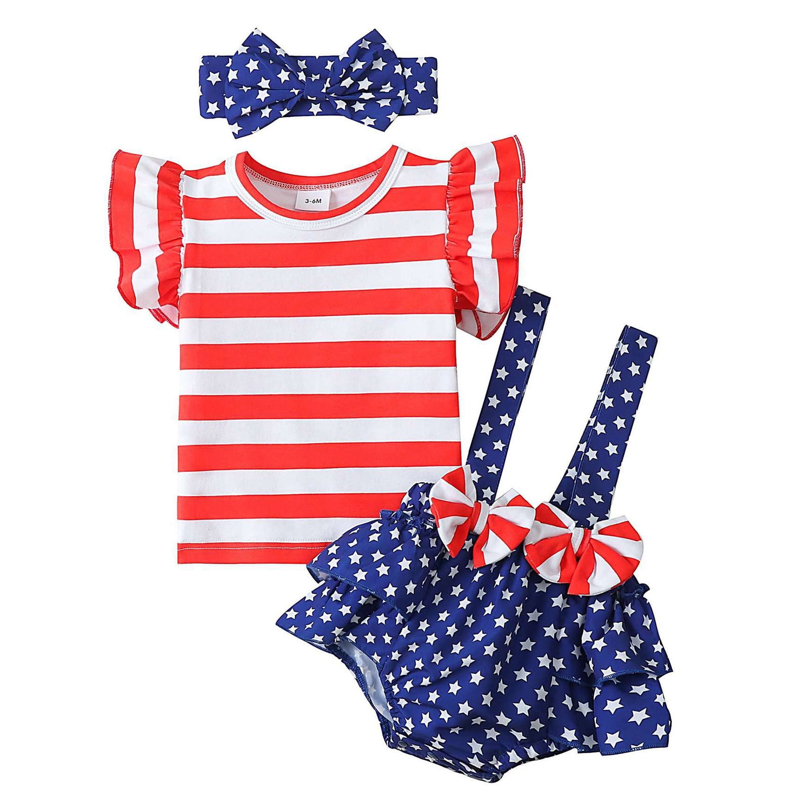 Ruyang 4th of July Baby Girl Outfit American Flag Short Sleeve T Shirt ...