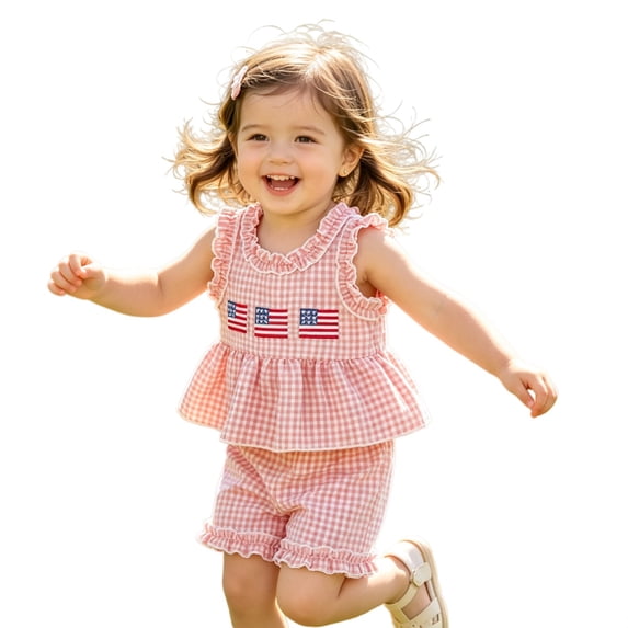 Ruyang 4th of July Outfit for Toddler Girls American Flag Embroidery ...