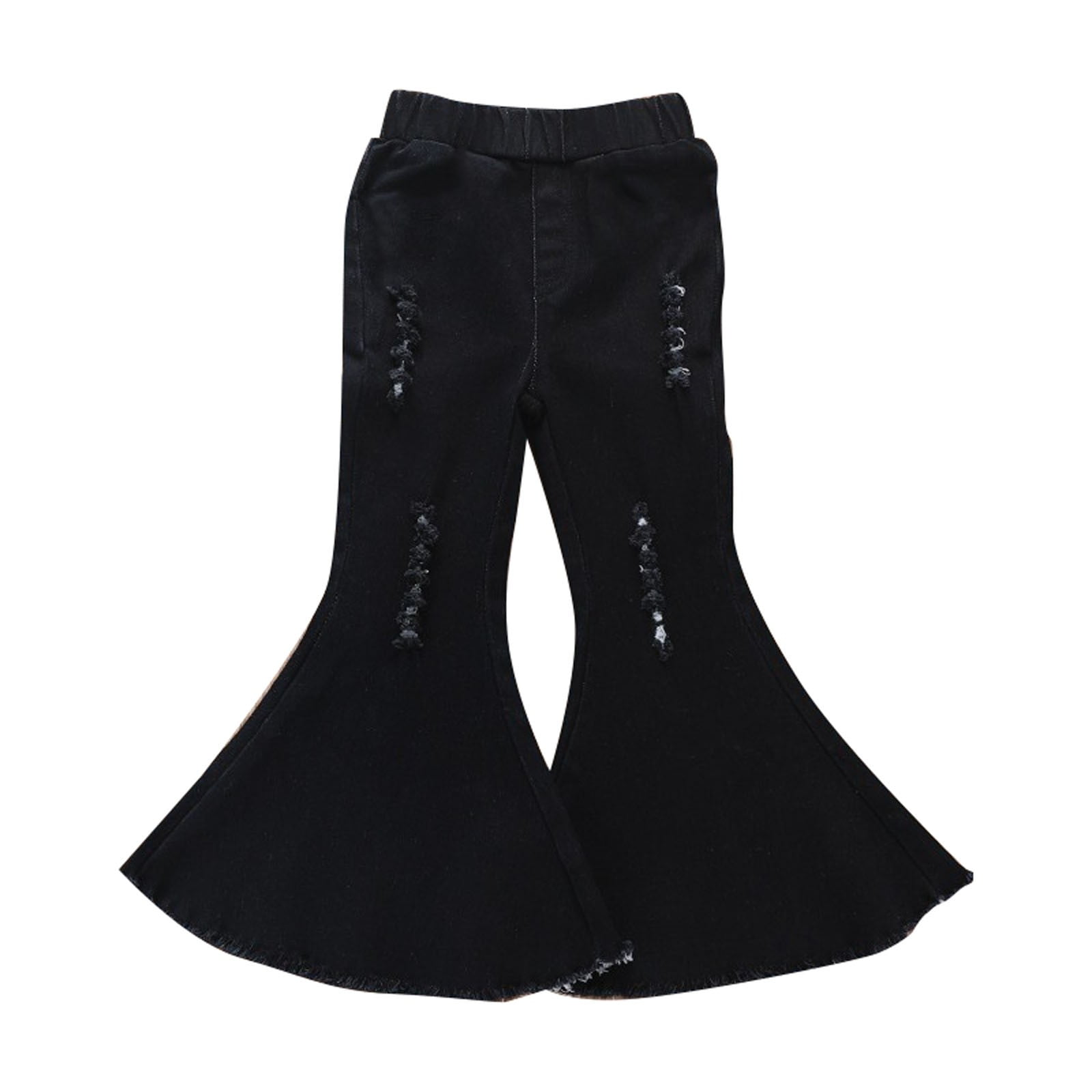 Ruyang Baby-Girls Flare Jeans Toddler Little Girl Ruffle Ripped Jeans ...