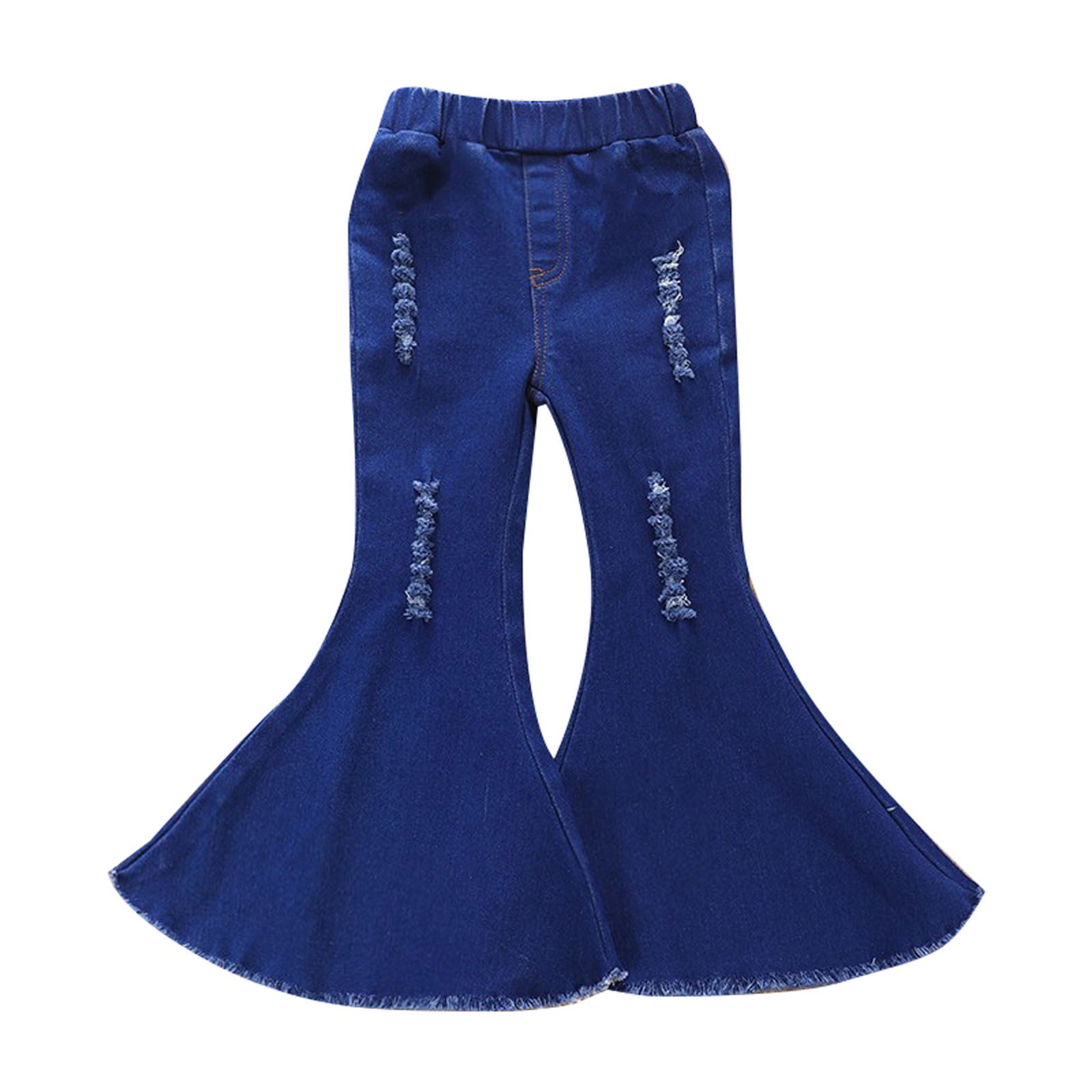 Ruyang Baby-Girls Flare Jeans Toddler Little Girl Ruffle Ripped Jeans ...