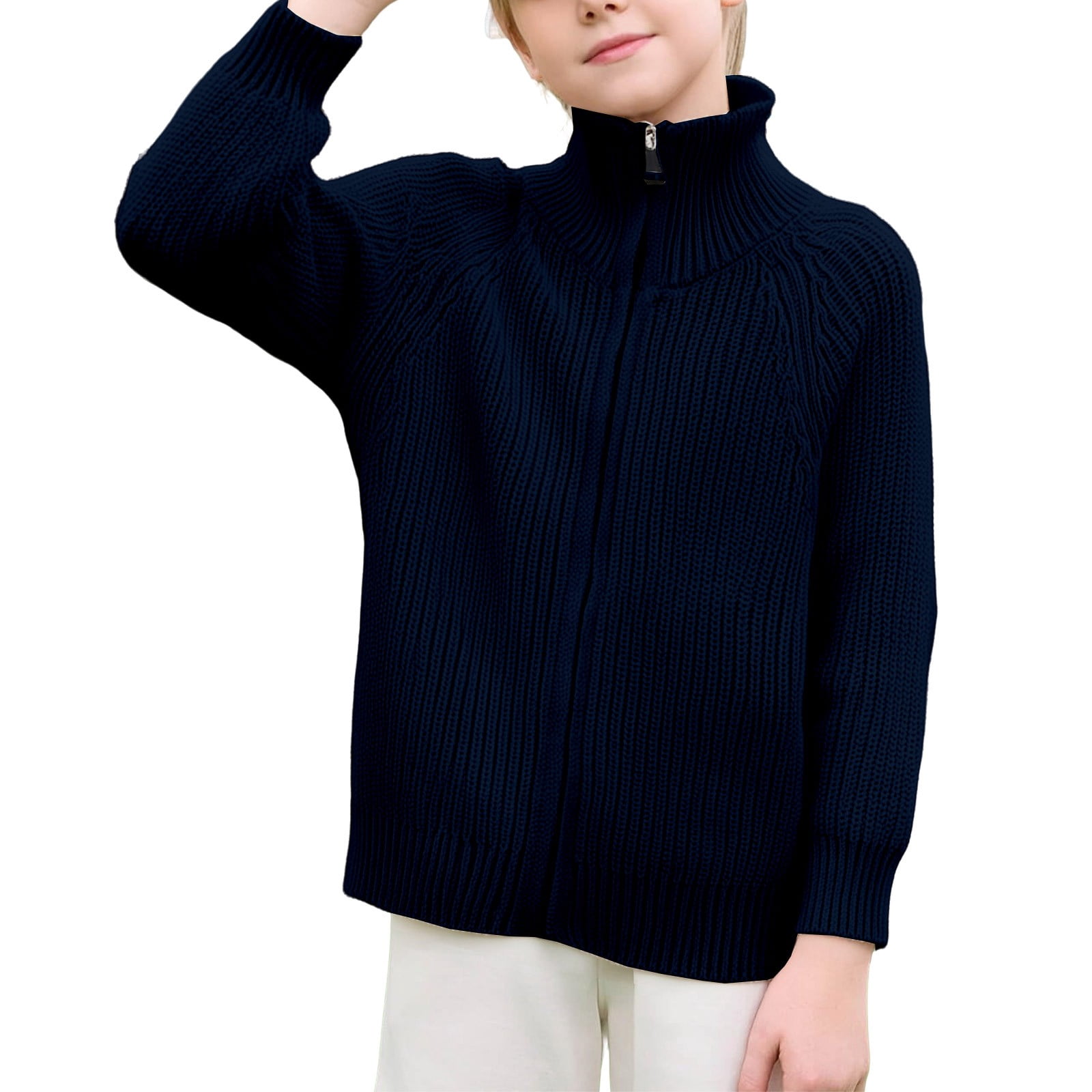 Ruyang Boys Preppy Turtleneck Sweaters School Zip Up Fleece Sweatshirts ...