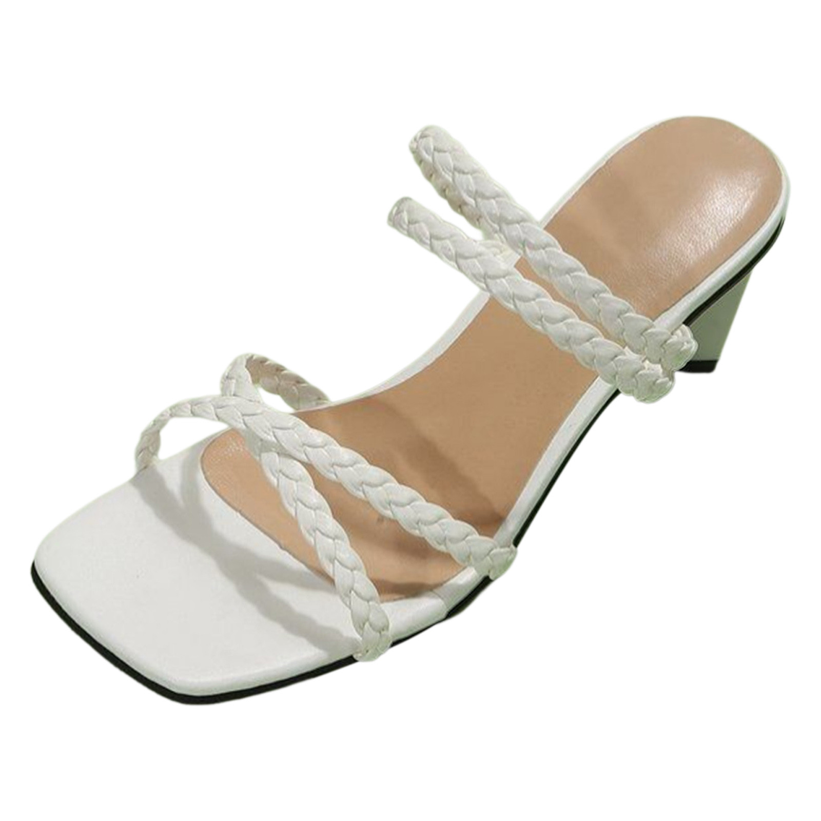 Ruyang Braided Sandals for Women Stylish Square Toe Braided Heels for ...
