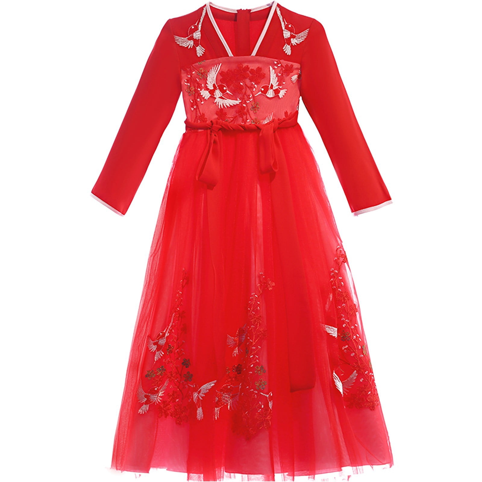 Ruyang Chinese Traditional Dress for Girls New Year 𝐅loral Embroidered ...