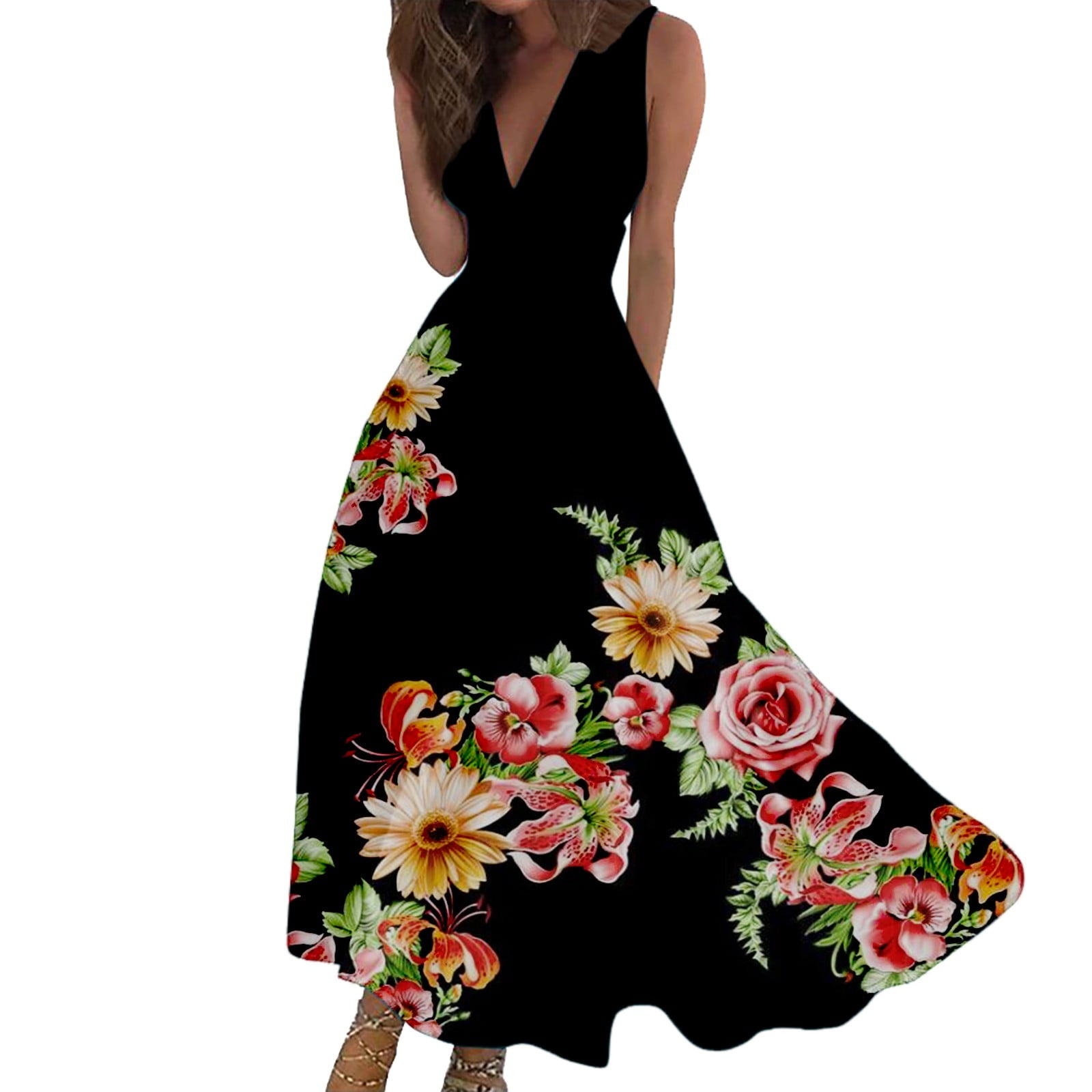 Ruyang Floral Beach Dresses for Women, Womens 2024 Elegant Wrap V Neck ...